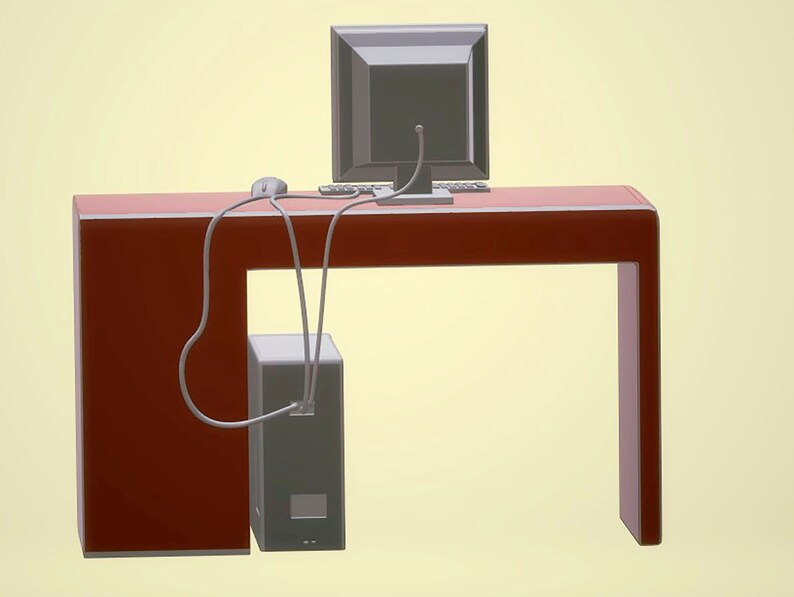 3D STL File Model Interior Decor Computer Office Table for 3D Printing ...