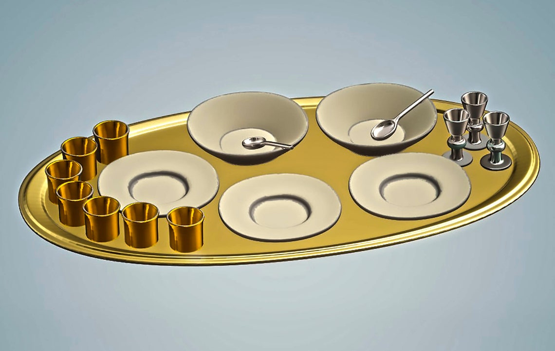 3D STL File Model Interior Decor Tray With Dishes for 3D - Etsy