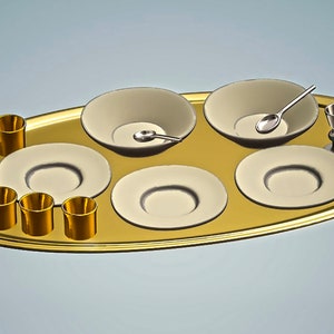 3D STL File Model Interior Decor Tray With Dishes for 3D Printing Resin ...