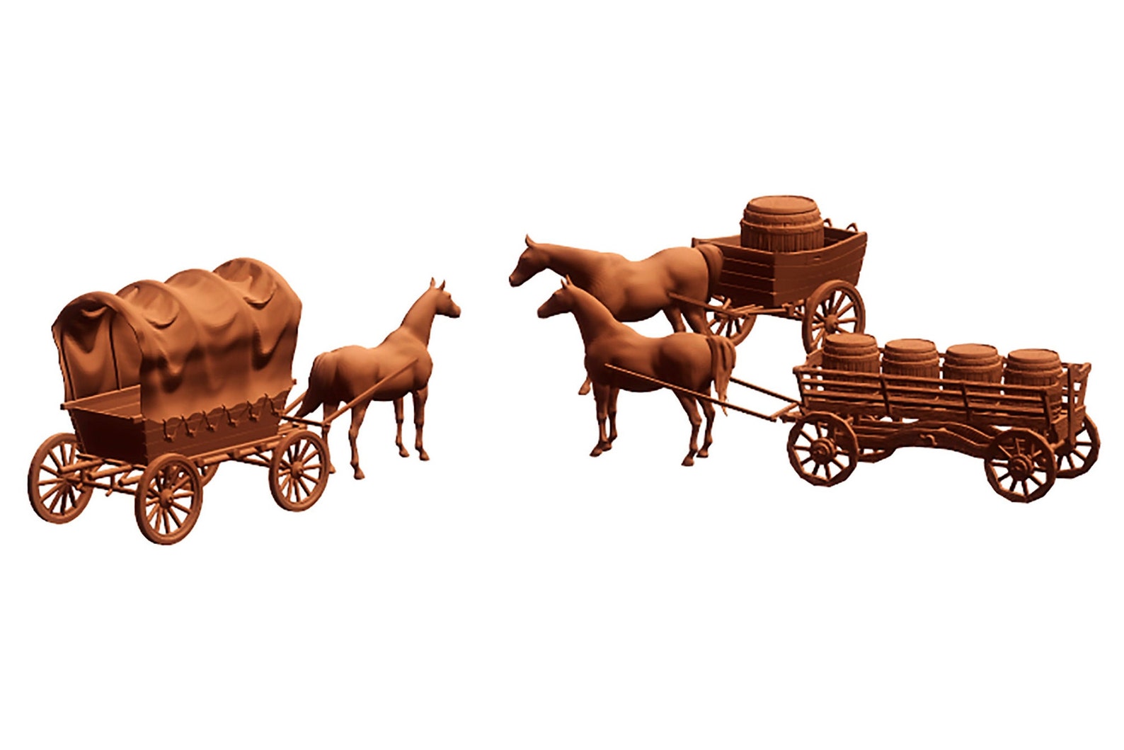 3D STL File Model Wild West Carriages and Horses for 3D Printing - Etsy