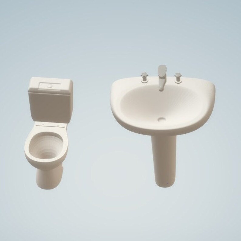3D STL File Model Interior Decor Toilet and Sink for 3D - Etsy