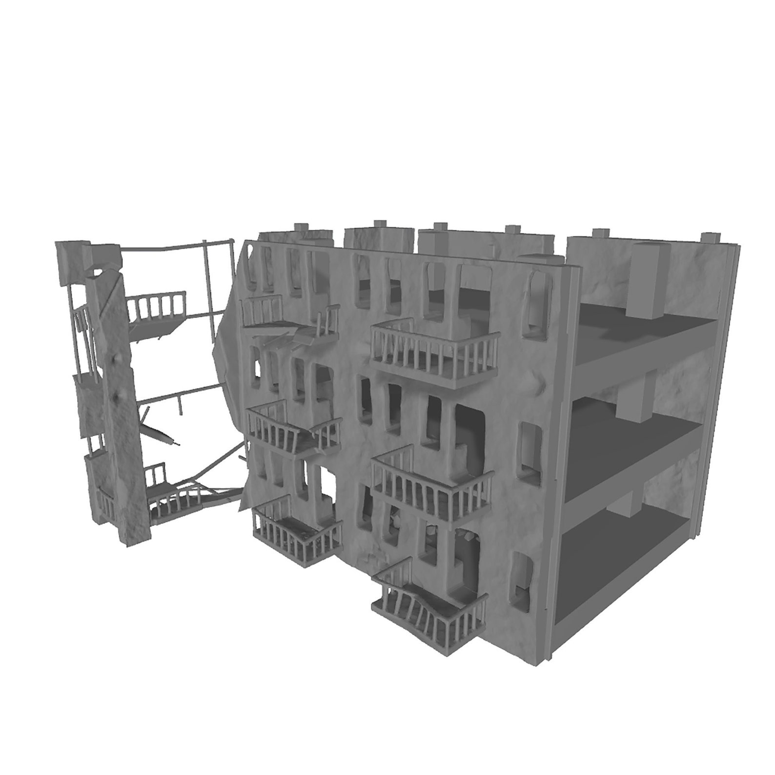 3D STL File Model Destroyed Building 3 for 3D Printing - Etsy