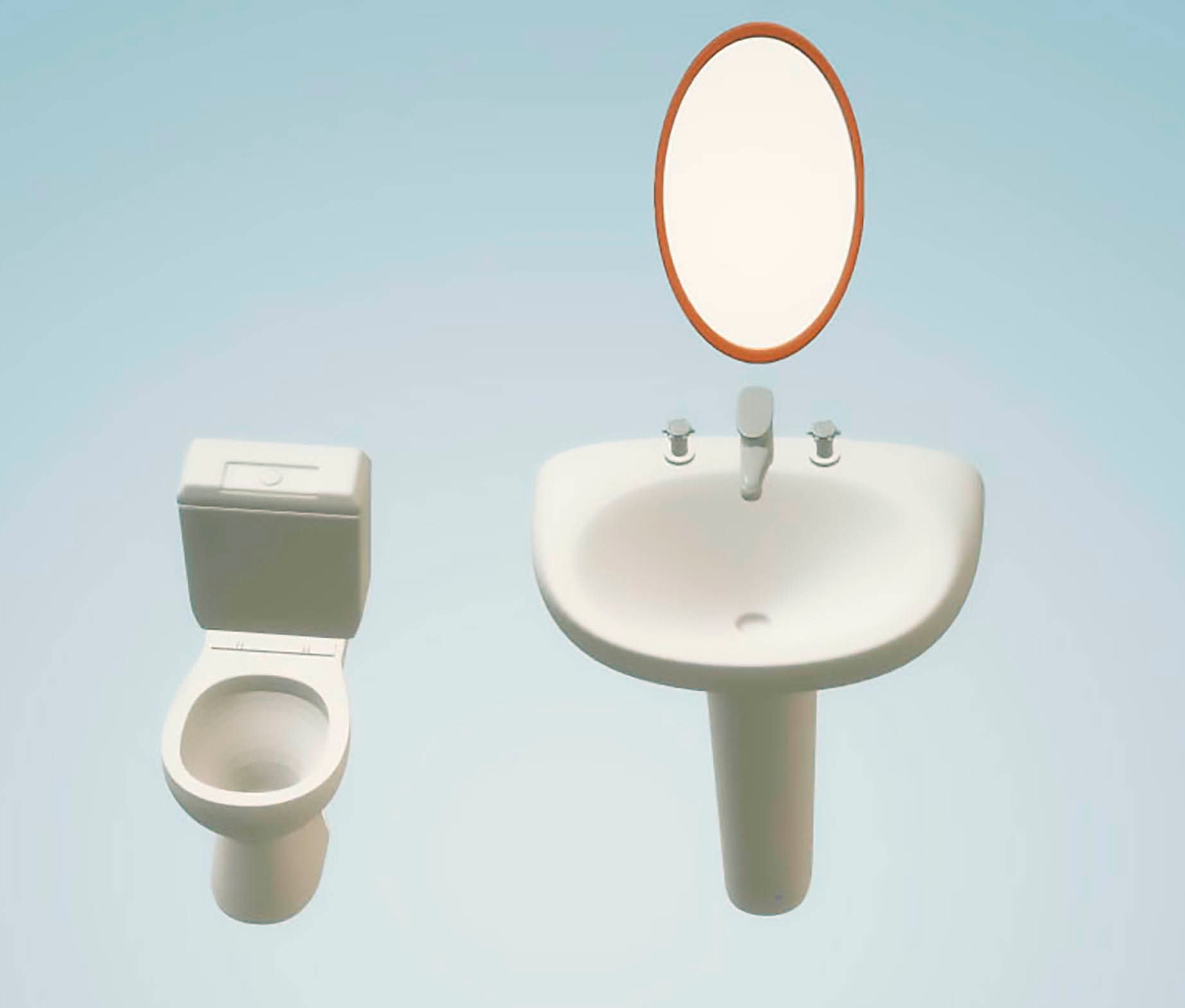 3D STL File Model Interior Decor Toilet and Sink and Glass for 3D ...