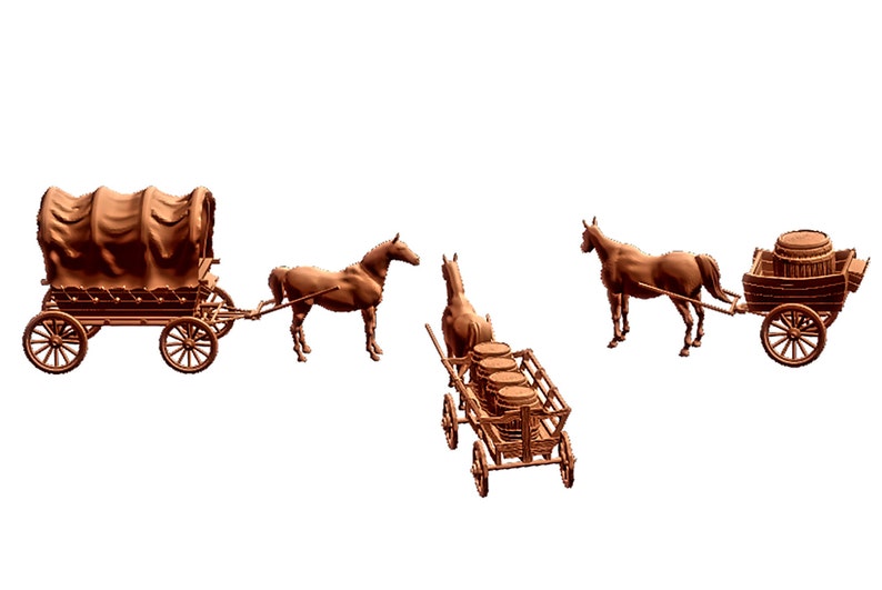 3D STL File Model Wild West Carriages and Horses for 3D Printing - Etsy