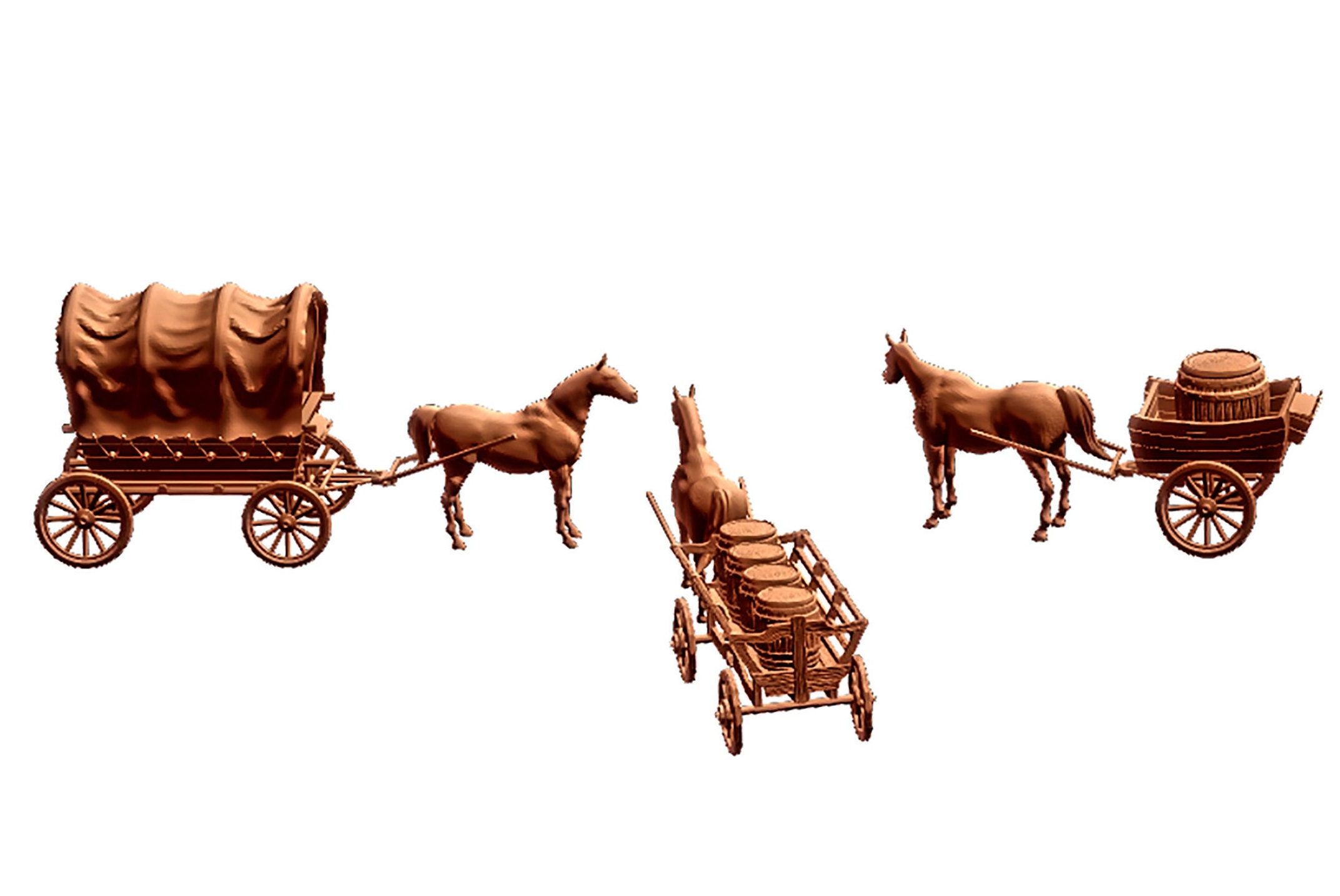3D STL File Model Wild West Carriages and Horses for 3D Printing - Etsy