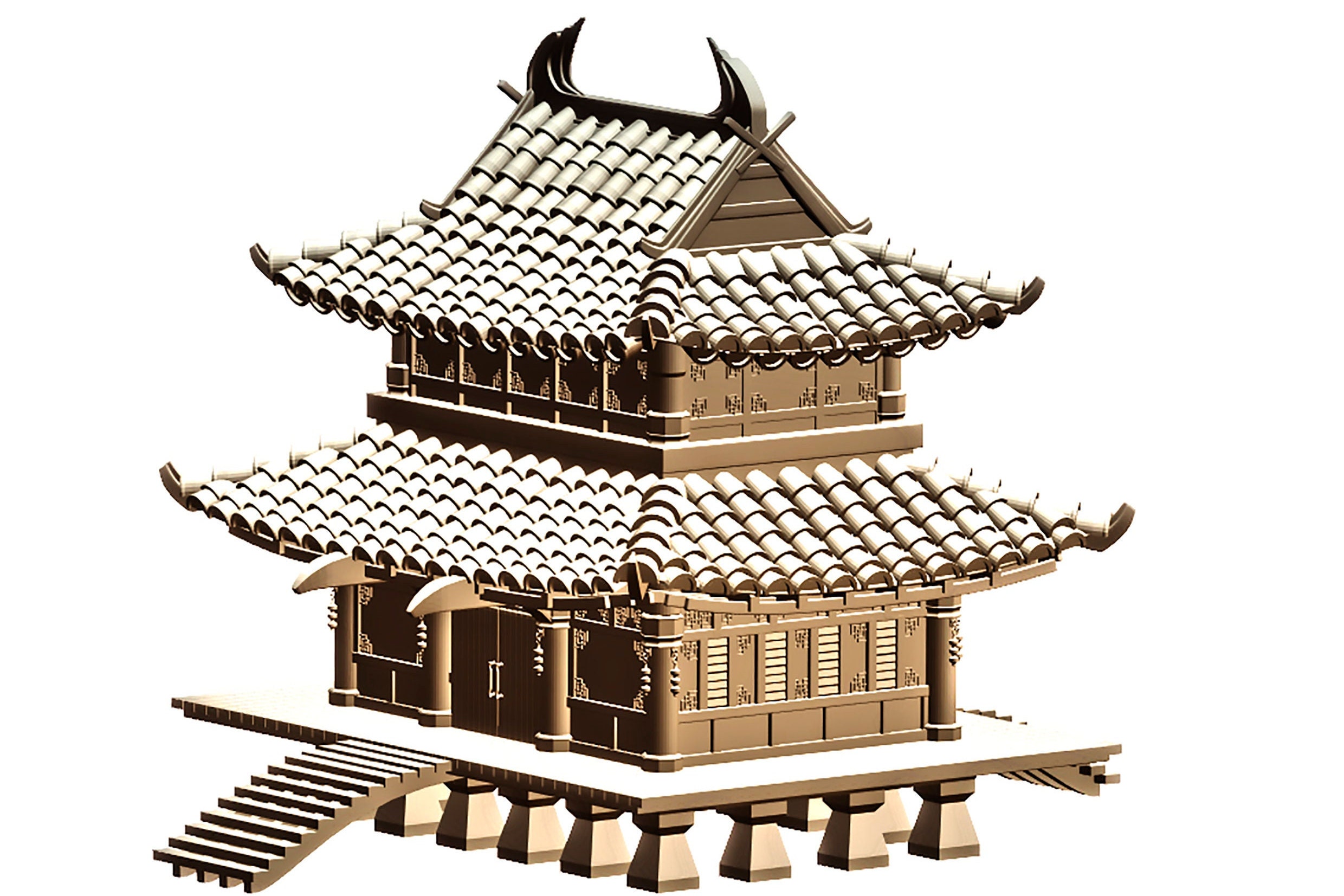 3D STL File Model Chinese Civilization Pagona Diorama - Etsy