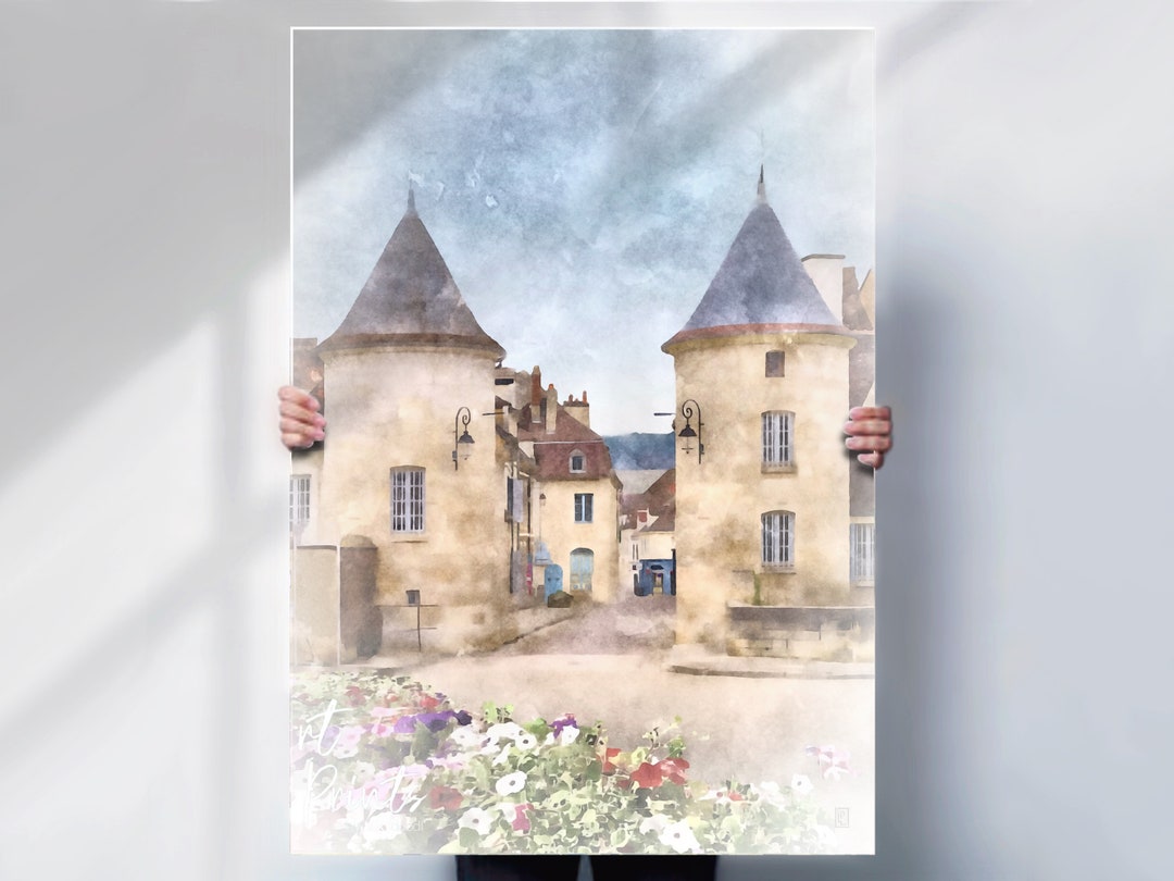 Chablis Watercolour Art Print - French Wine Region Vineyard Poster ...