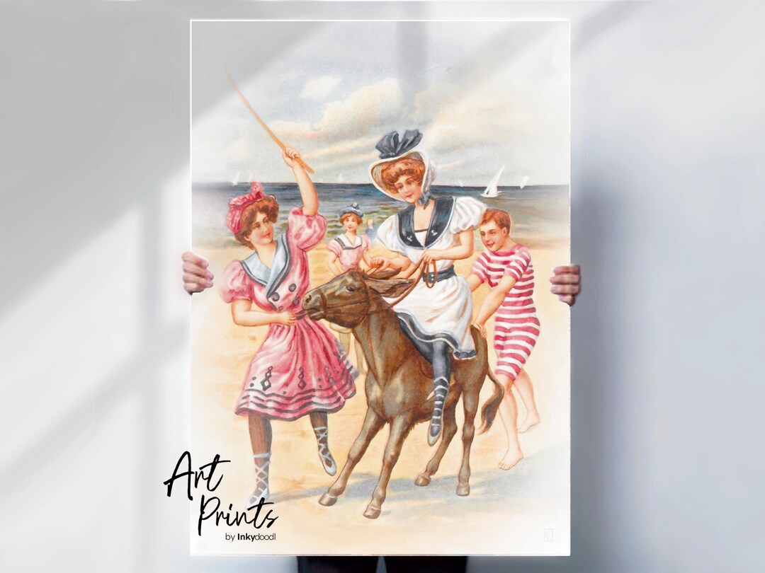 Vintage Edwardian Seaside Print - Beach Wall Art - TM, Canvas or Print ...