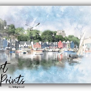 Isle of Mull Watercolour Art Print – Tobermory Harbour Wall Art ...