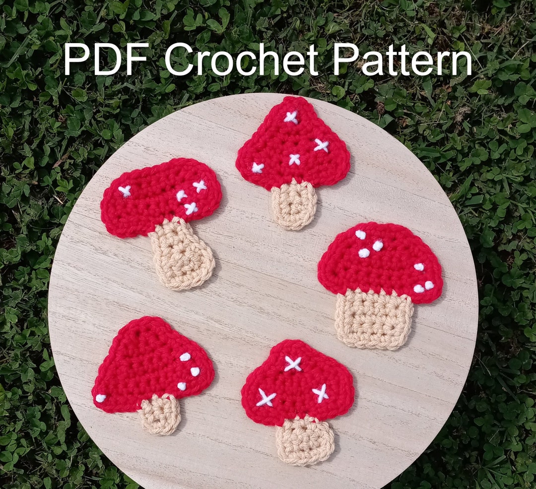 Five Mushroom Appliques *crochet Pattern Only* - Etsy