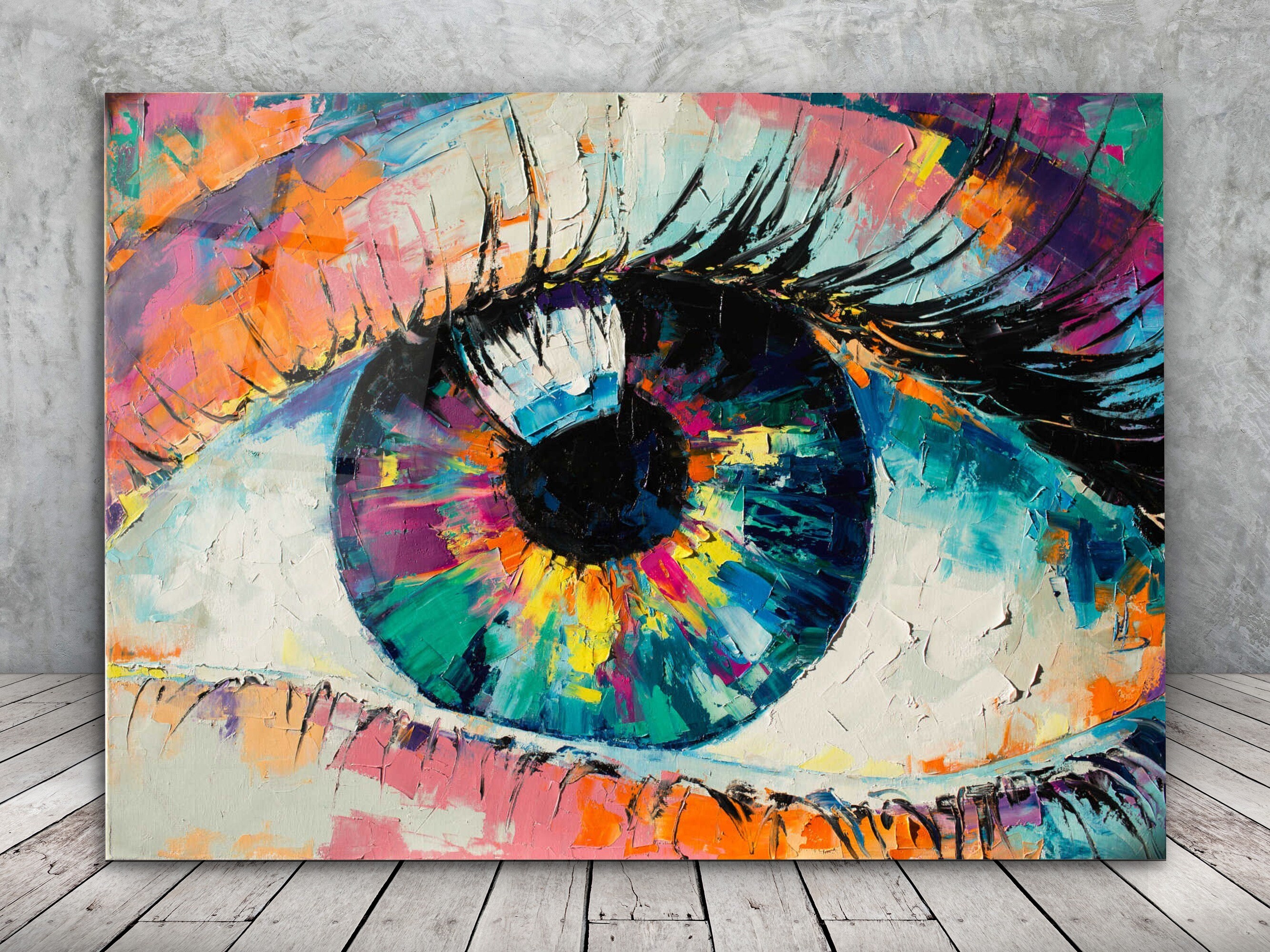 Colourful Eye Wall Art, Eye Glass Decor, Abstract Eye Glass, Rainbow ...