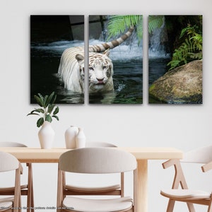 Tiger Glass Wall Art, White Wiger Glass Art, Wild Animal Glass Art ...
