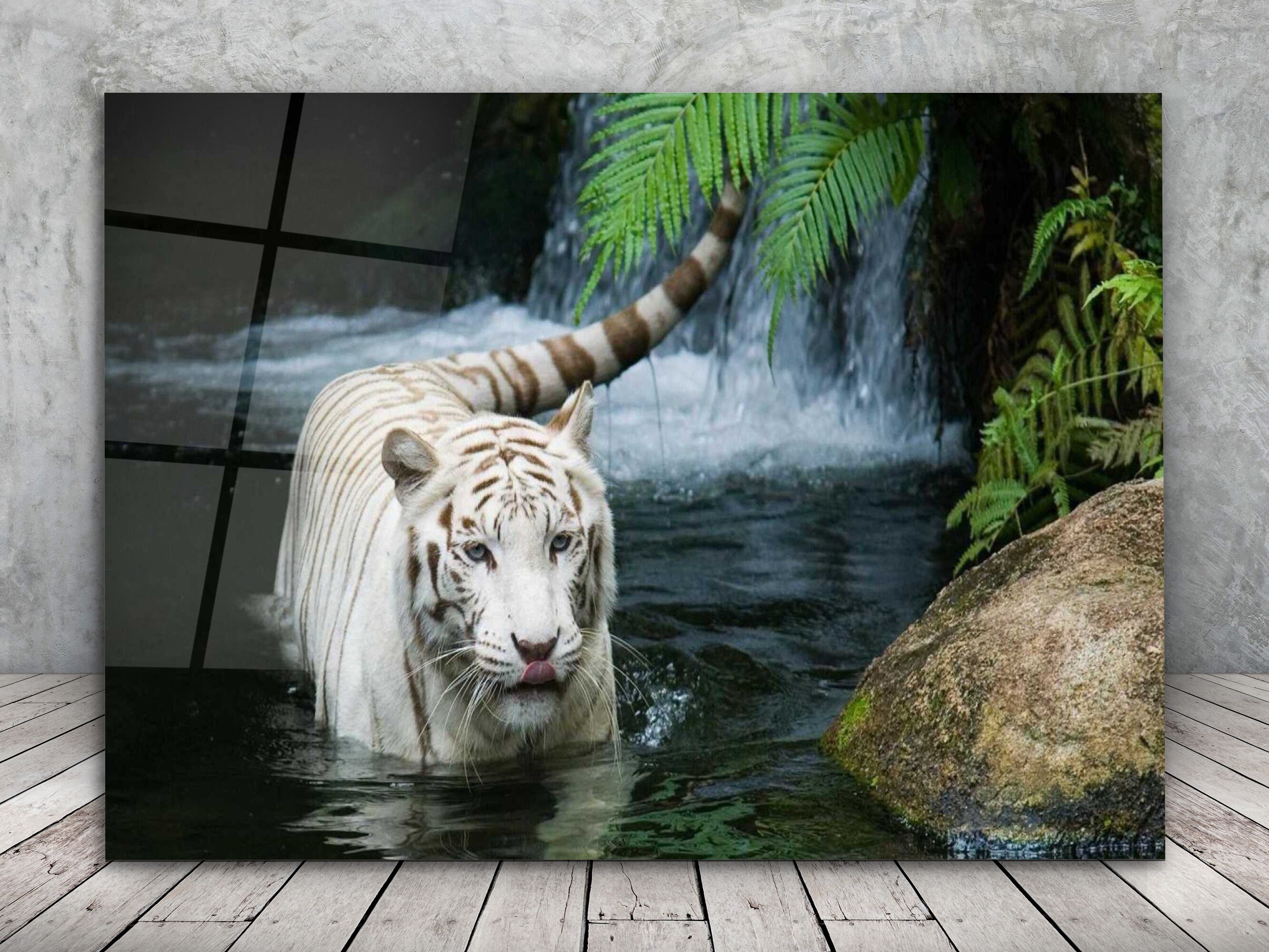 Tiger Glass Wall Art, White Wiger Glass Art, Wild Animal Glass Art ...