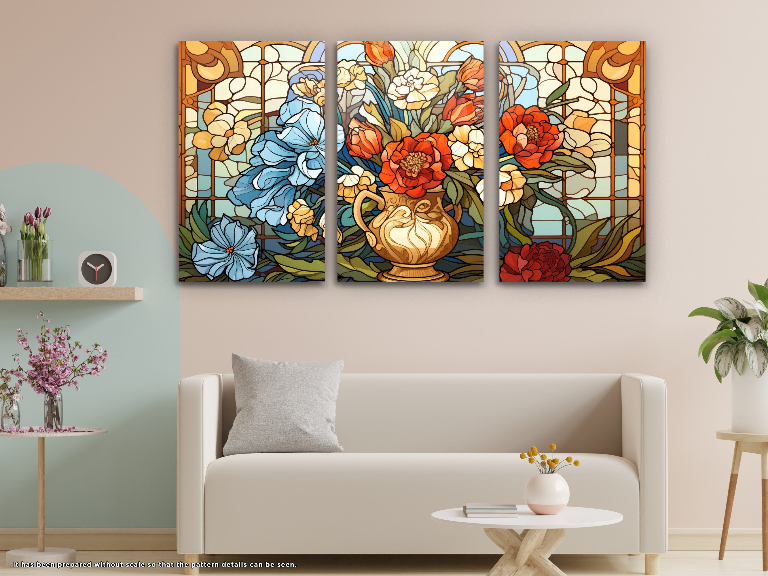 Stained Glass Wall Art, Stained Flowers Decor, Colorful Flowers Wall ...
