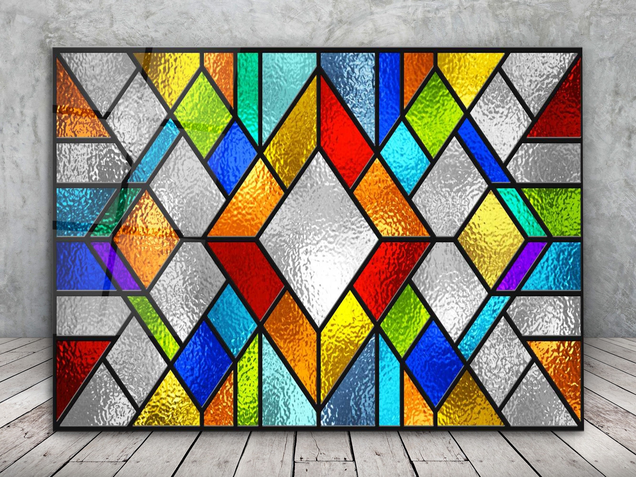 Stained Glass Art, Abstract Wall Art, Colored Glass Decor, Wall ...