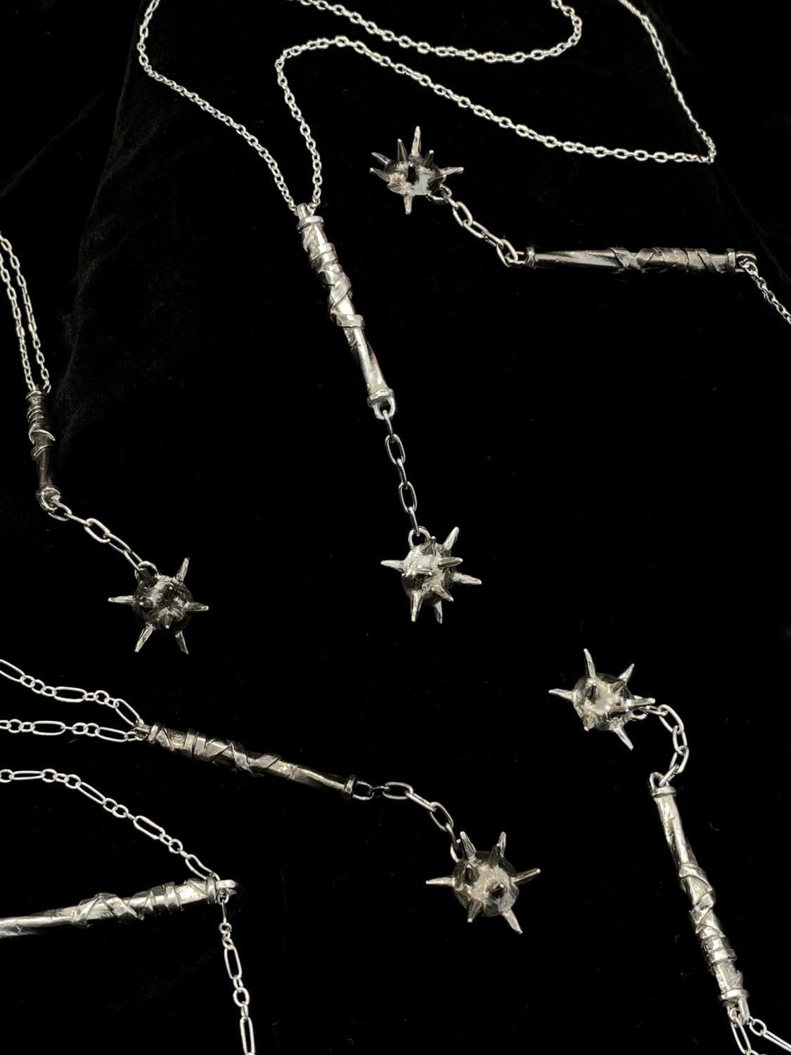 Flail of Nine Spines, Sterling Silver Weapon Necklace, Fantasy Medieval ...