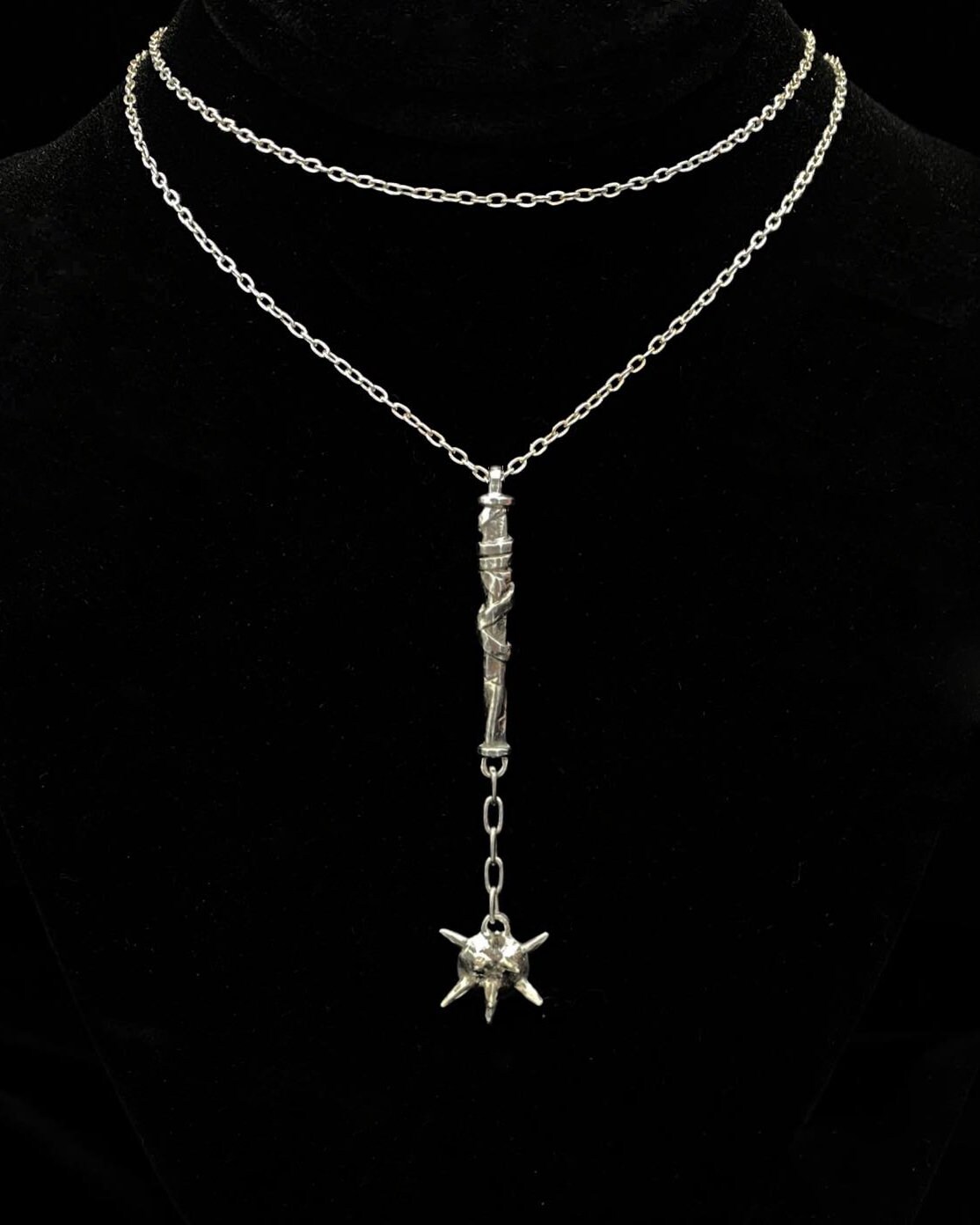 Flail of Nine Spines, Sterling Silver Weapon Necklace, Fantasy Medieval ...