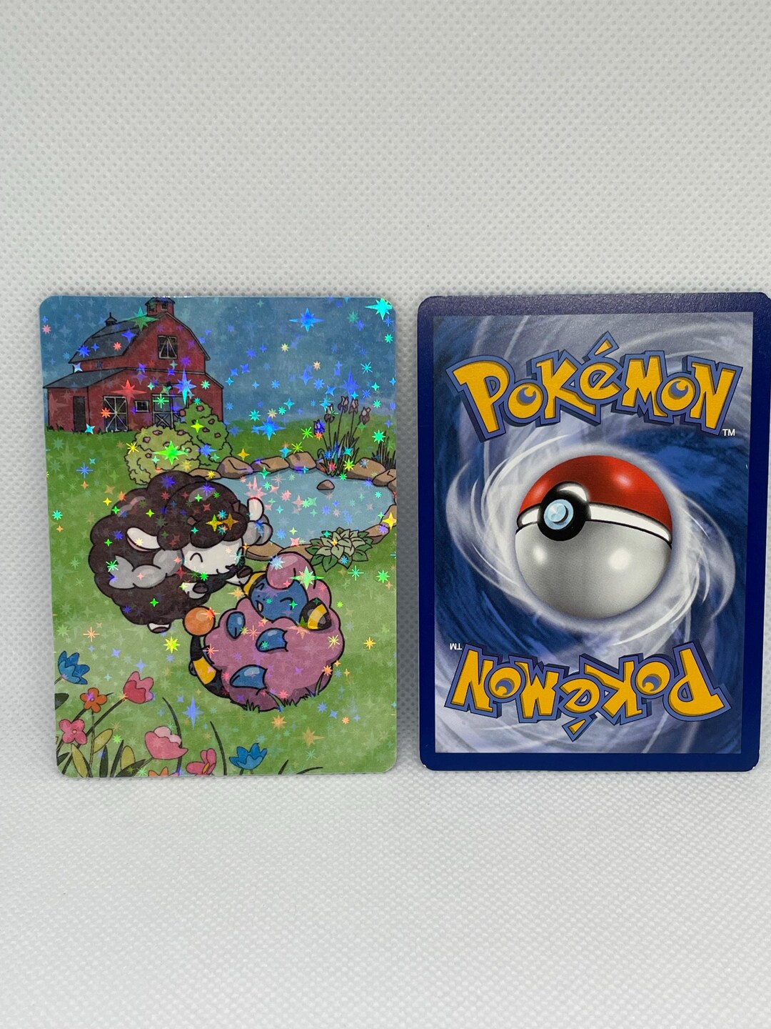 Custom Pokemon Card Full Art Hand Drawn Mareep and Wooloo (shiny) - Etsy