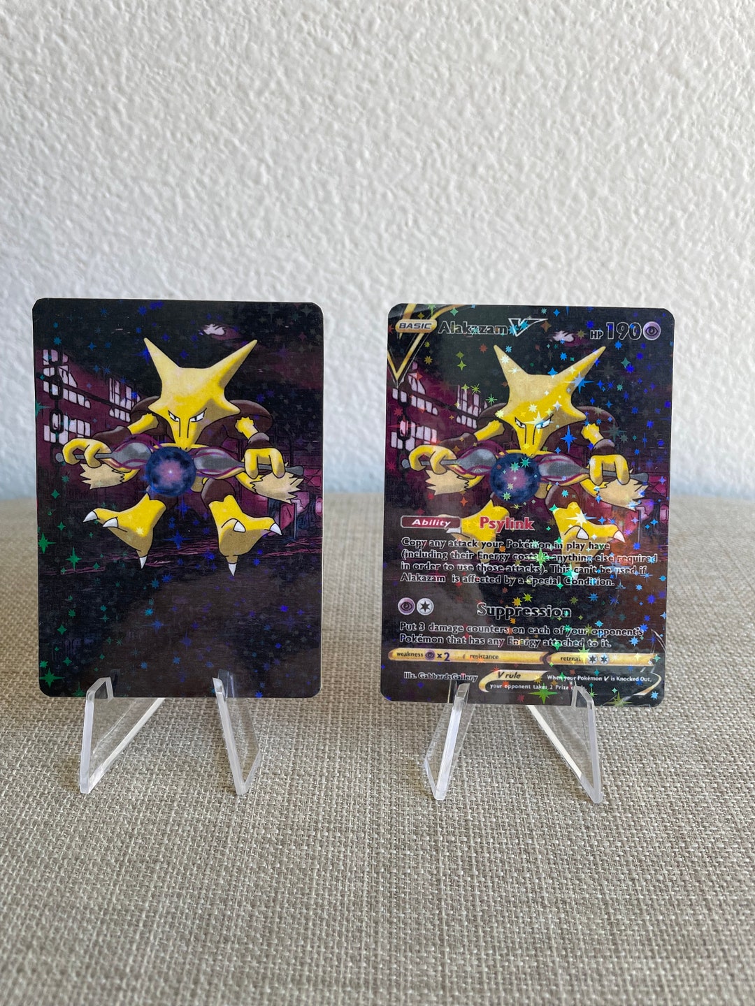 Pokemon Card Full Art Hand Drawn Alakazam - Etsy