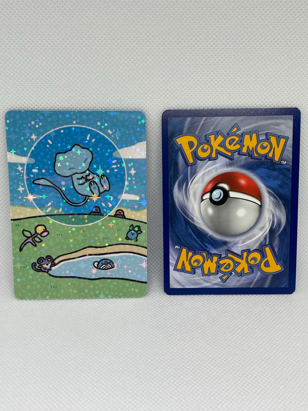 Custom Pokemon Card Full Art Hand Drawn Mew paldean Fates - Etsy