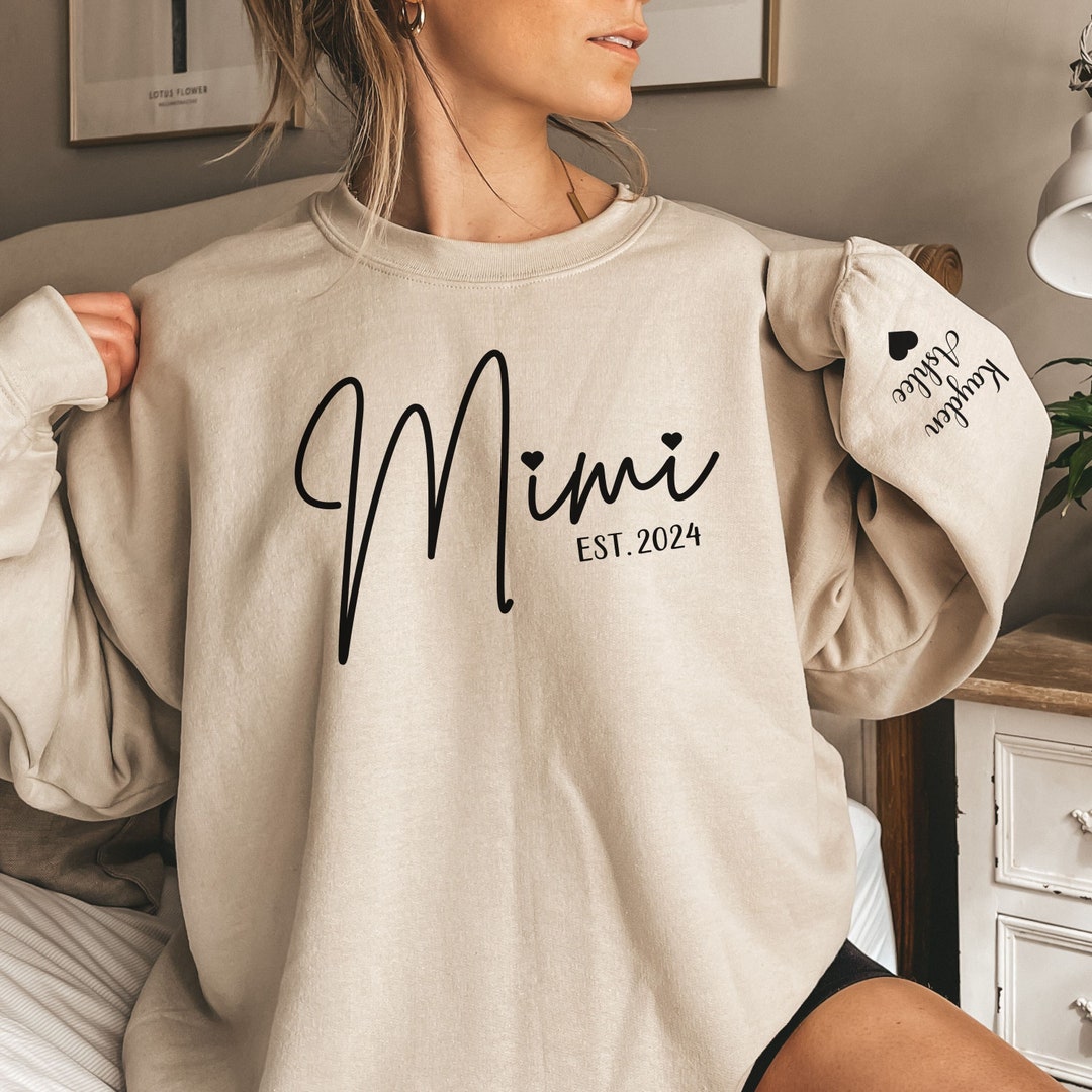 Personalized Mimi Sweatshirt With Kids Names on Sleeve, Mimi Sweater ...