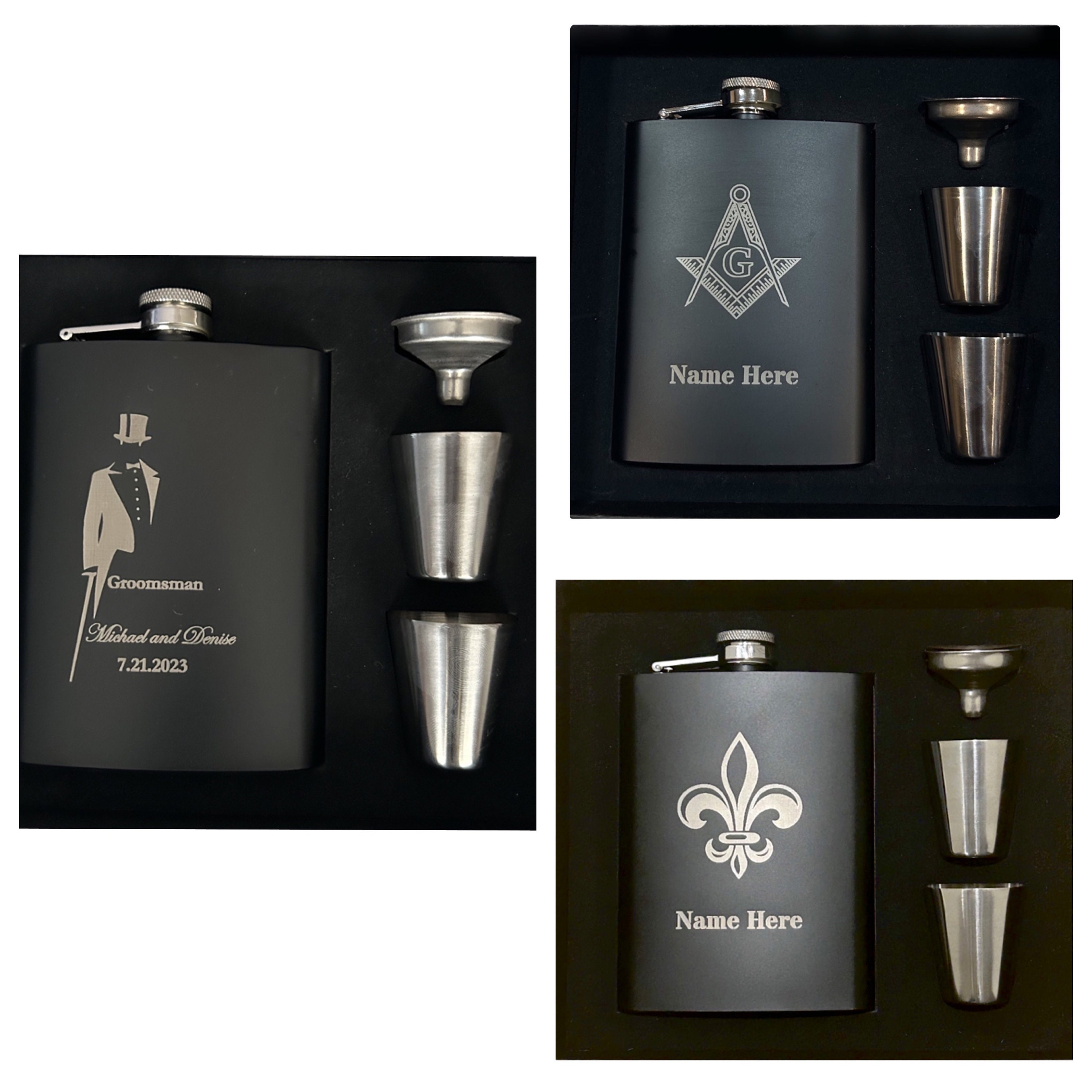 Groomsman Gift, Fathers Day Gift, Personalized Hip Flask, Masonic Hip ...