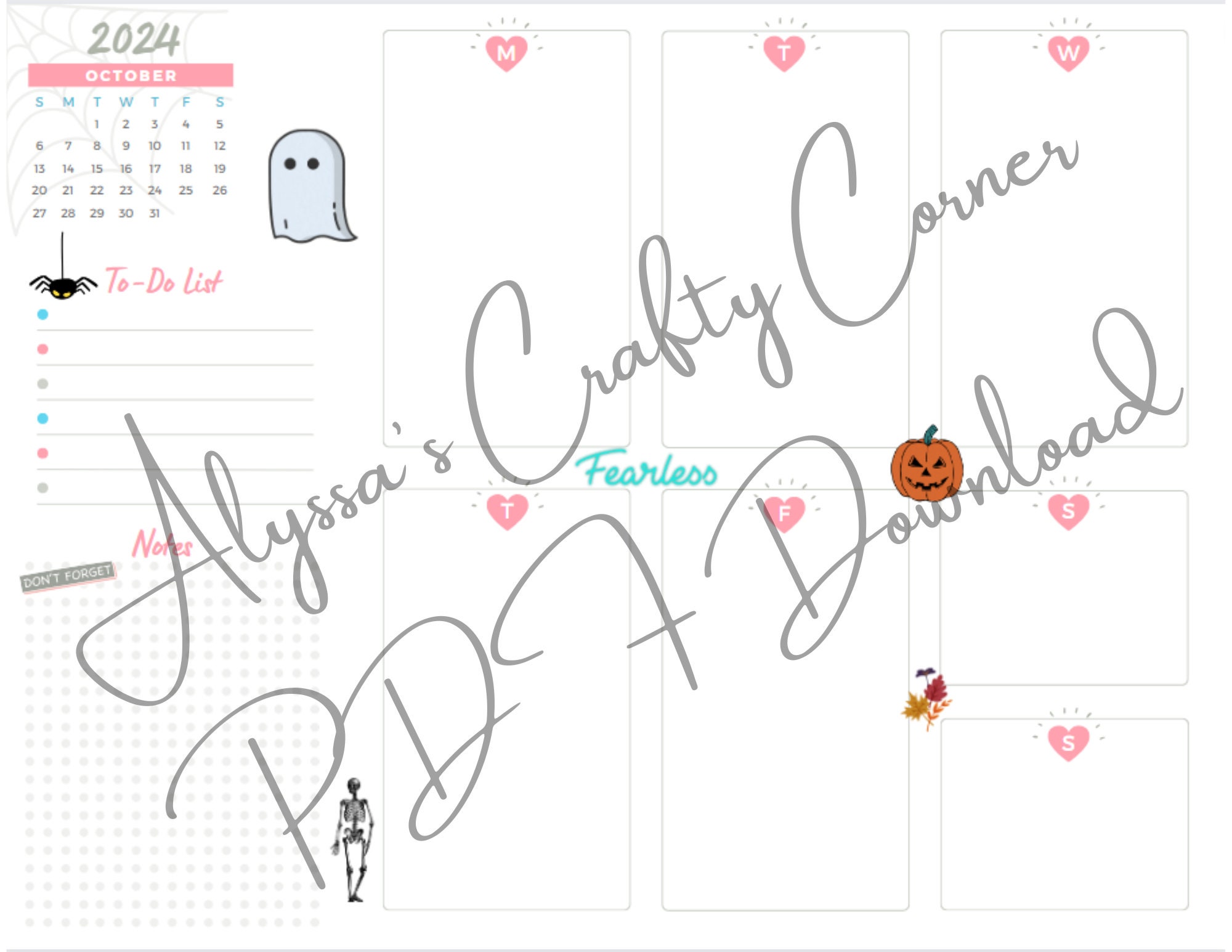 Cute Printable Weekly Calendar all 12 Months 2024 PDF - Etsy