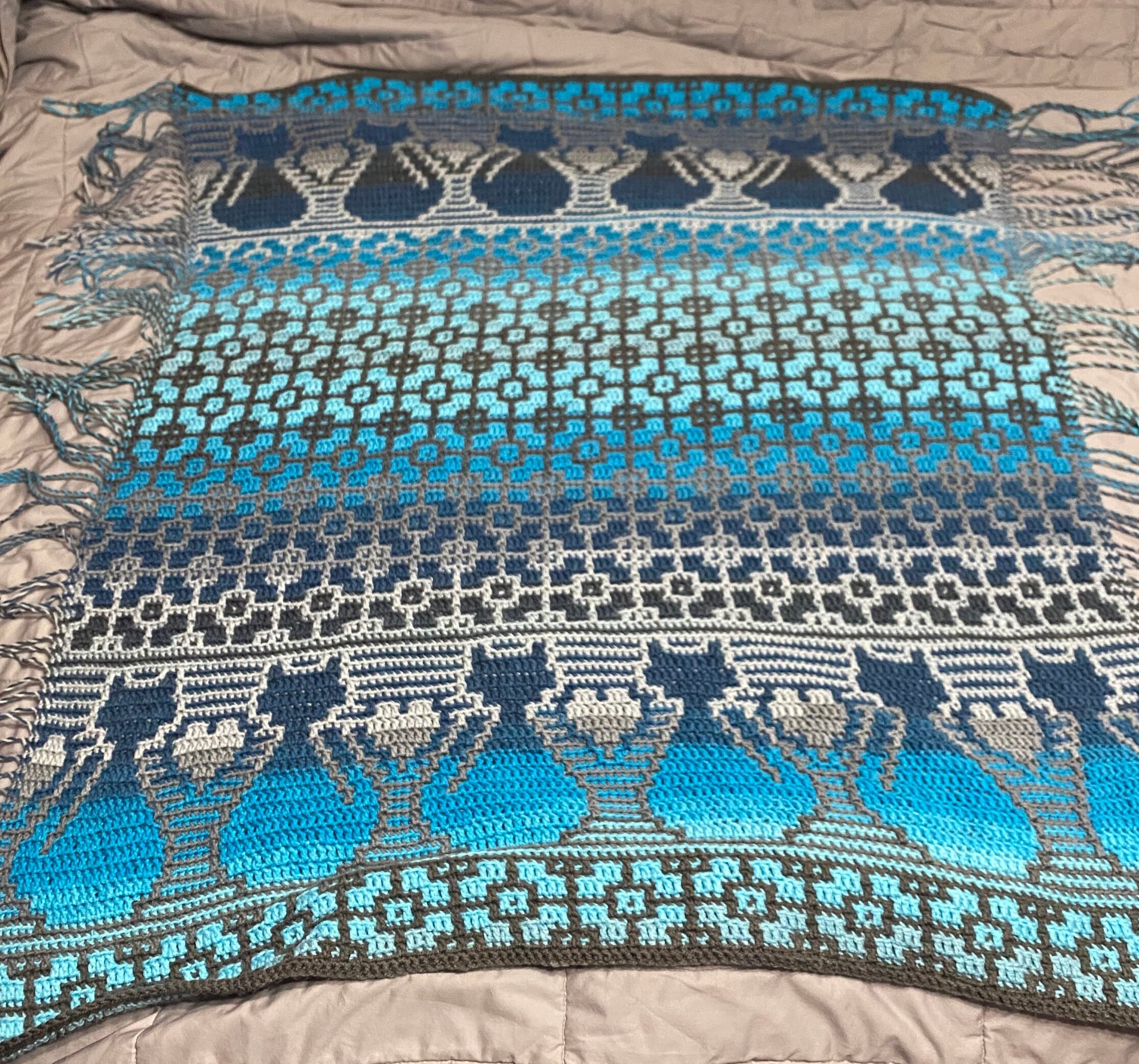 Mosaic Overlay Crochet Cat Blanket Finished Product Made to Order - Etsy