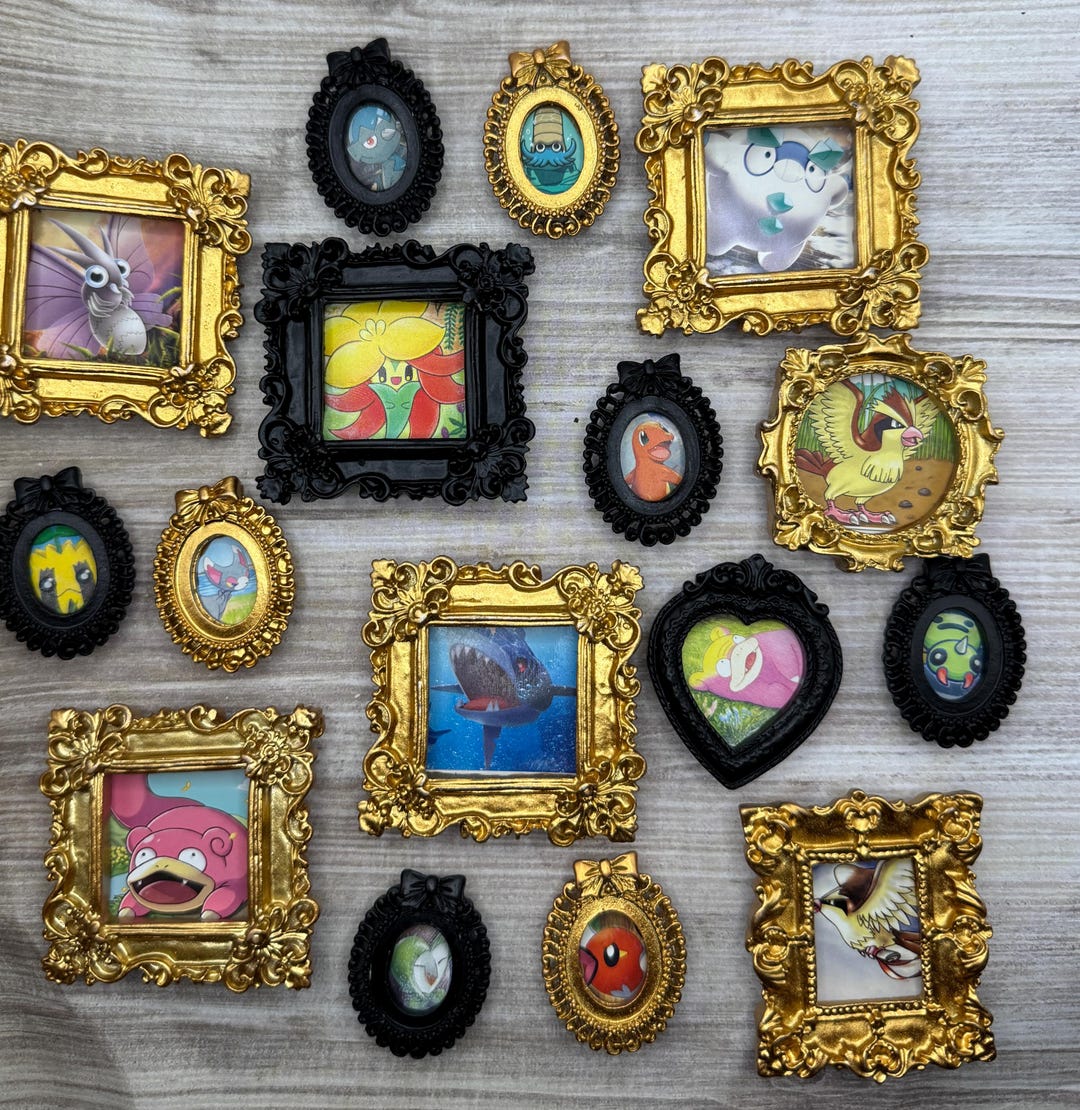 Pokemon Card Fridge Magnet Set of 5 *mystery Pack* Ornate Framed Nerdy ...