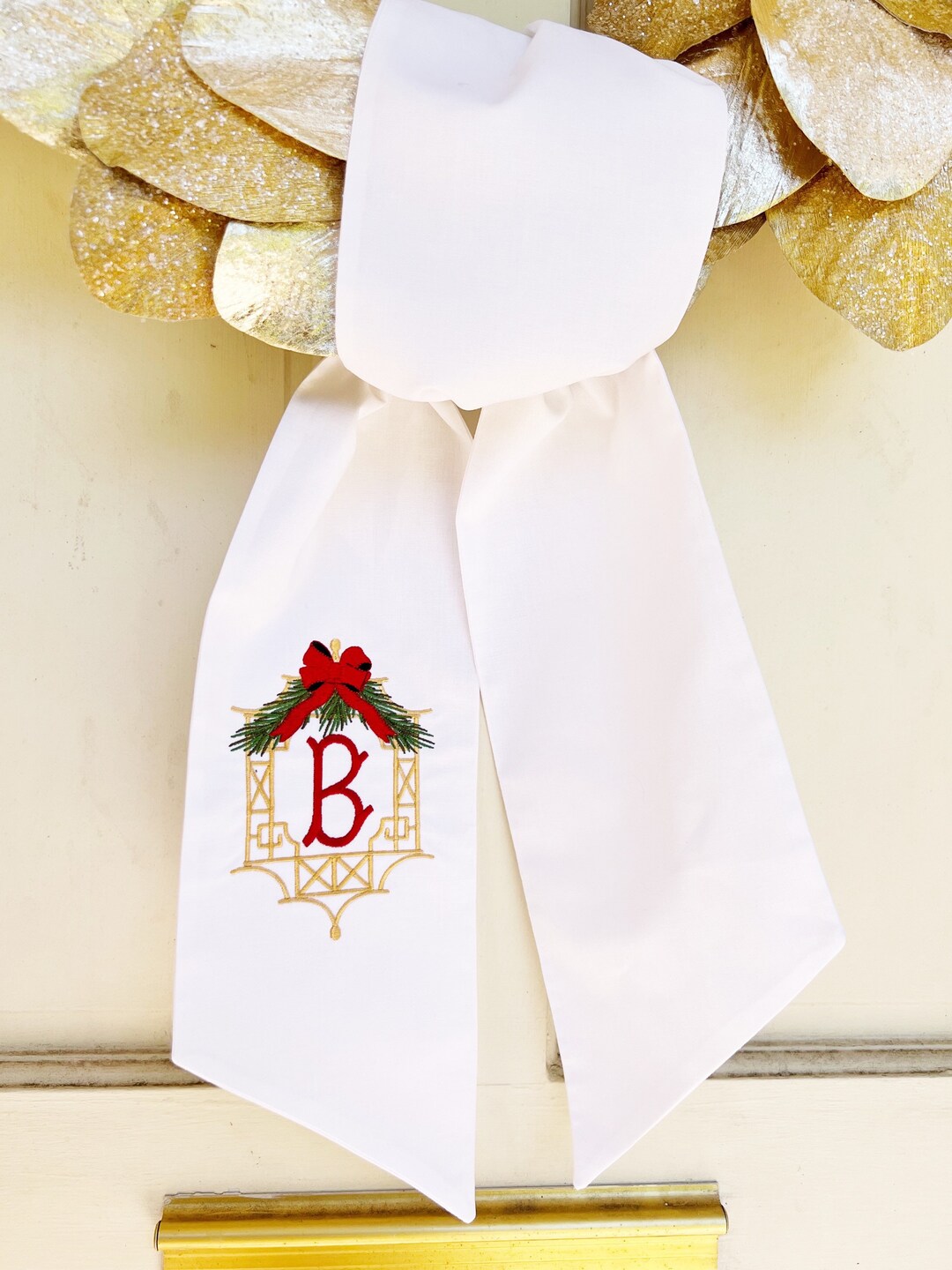Chinoiserie Christmas Wreath Sash - Etsy