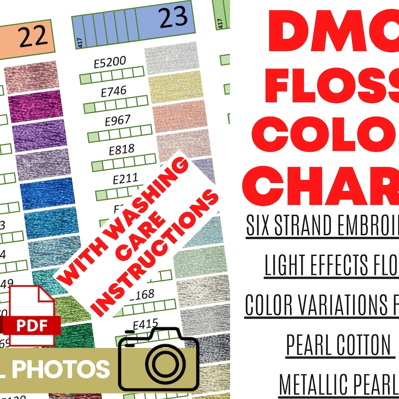 Dmc Floss Color Chart - Etsy