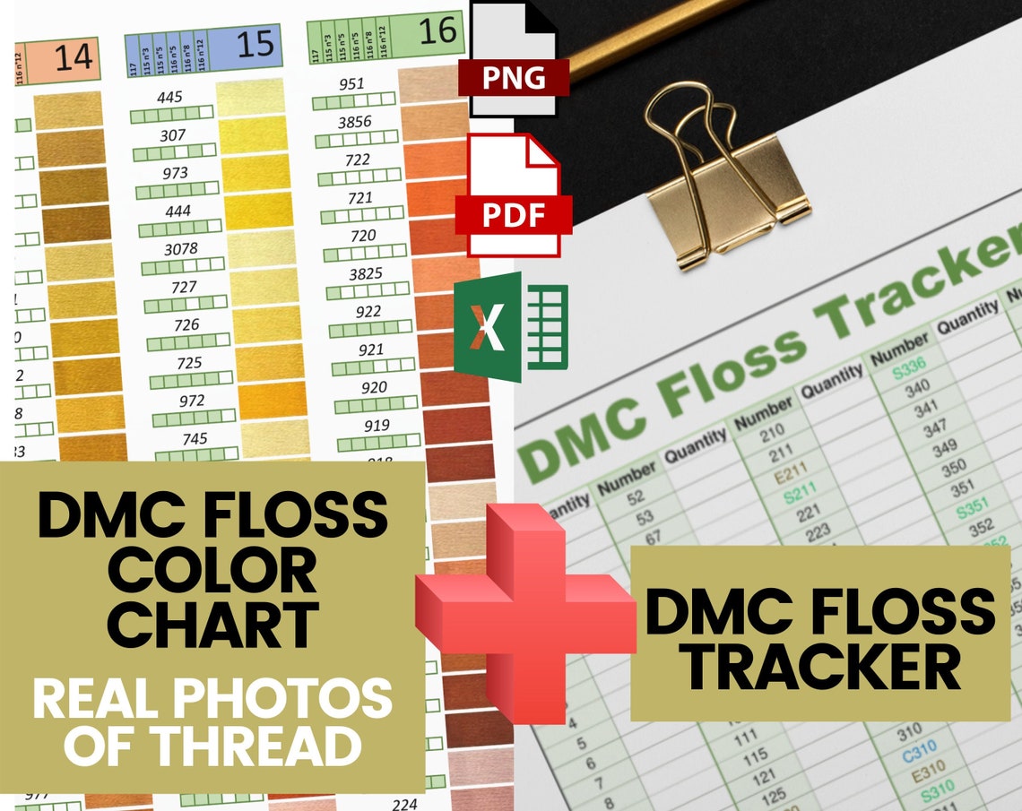 DMC Floss Color Chart + DMC Floss Tracker Are Printable and Digital ...