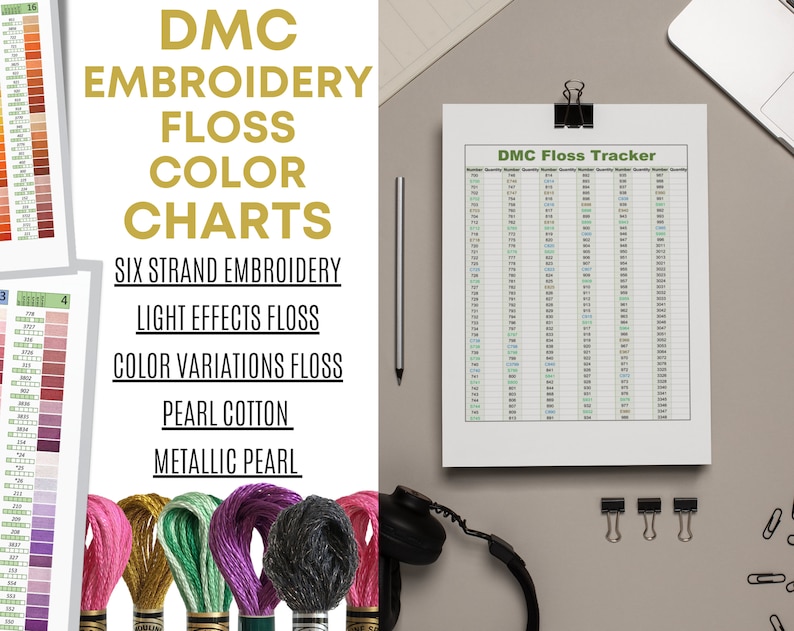 DMC Floss Color Chart + DMC Floss Tracker Are Printable and Digital ...