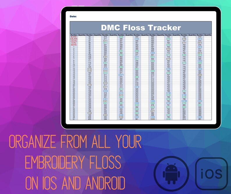 DMC Floss Inventory Tracker: 733 Colors (printable & Editable Digital ...