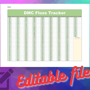 DMC Floss Inventory Tracker Has 733 Colors Numbers is Printable and ...