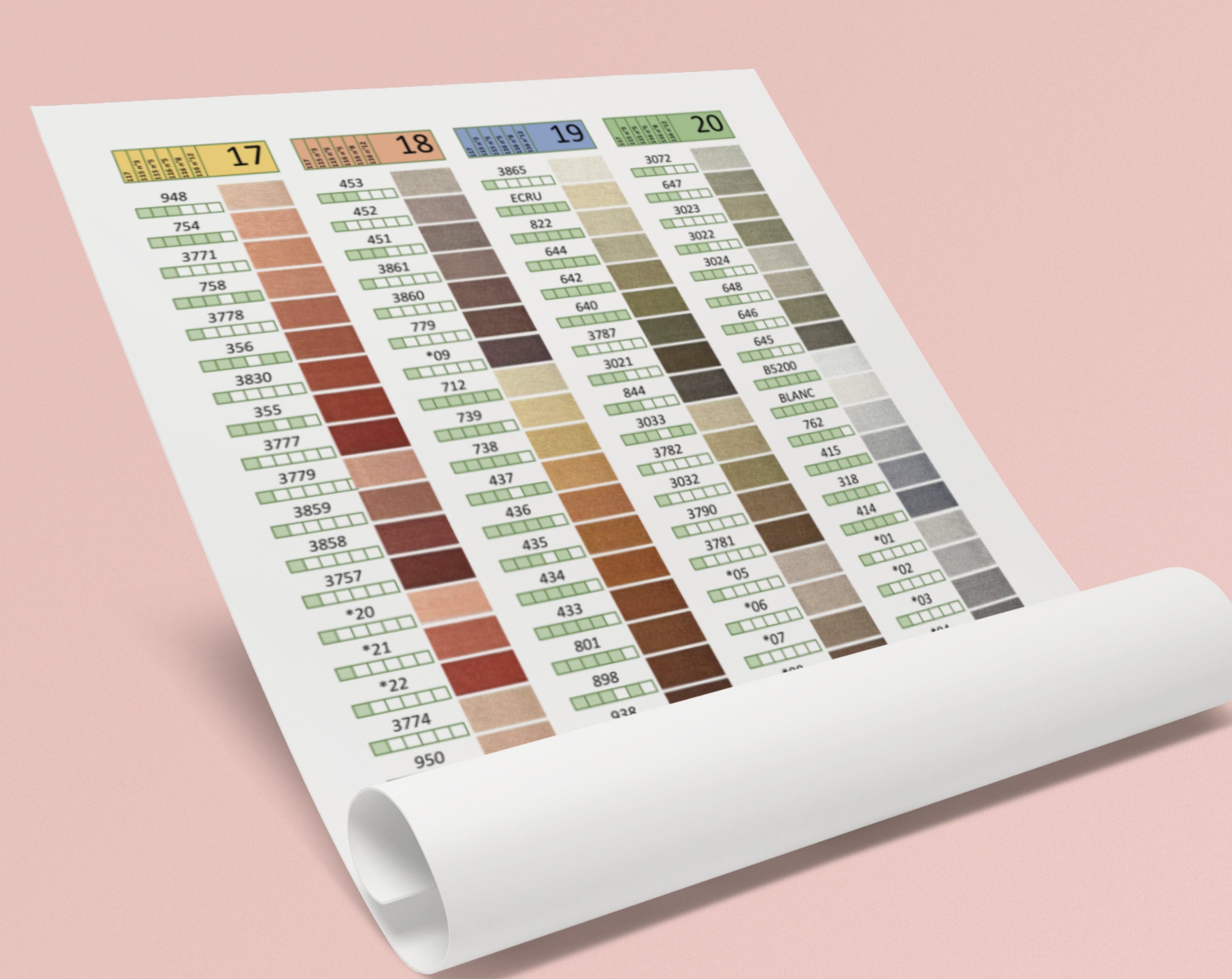 DMC Floss Color Chart: 581 Thread Sample Photos (PDF & PNG) - Etsy