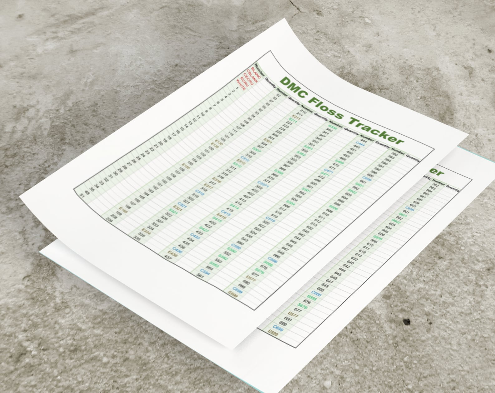 DMC Floss Color Chart + DMC Floss Tracker Are Printable and Digital ...