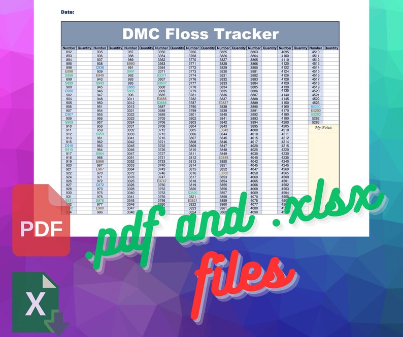 DMC Floss Inventory Tracker: 733 Colors (printable & Editable Digital ...