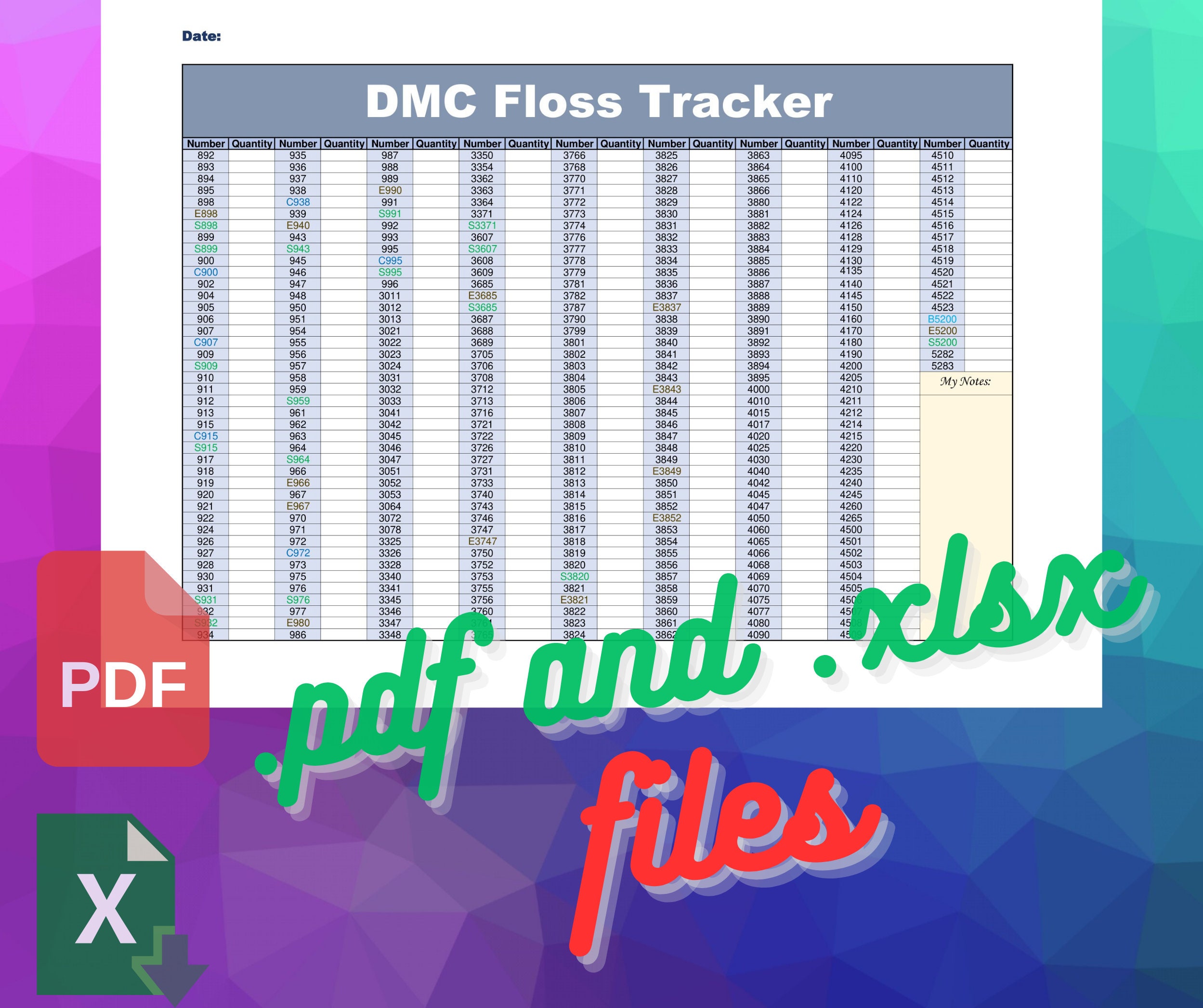 DMC Floss Inventory Tracker: 733 Colors (printable & Editable Digital ...
