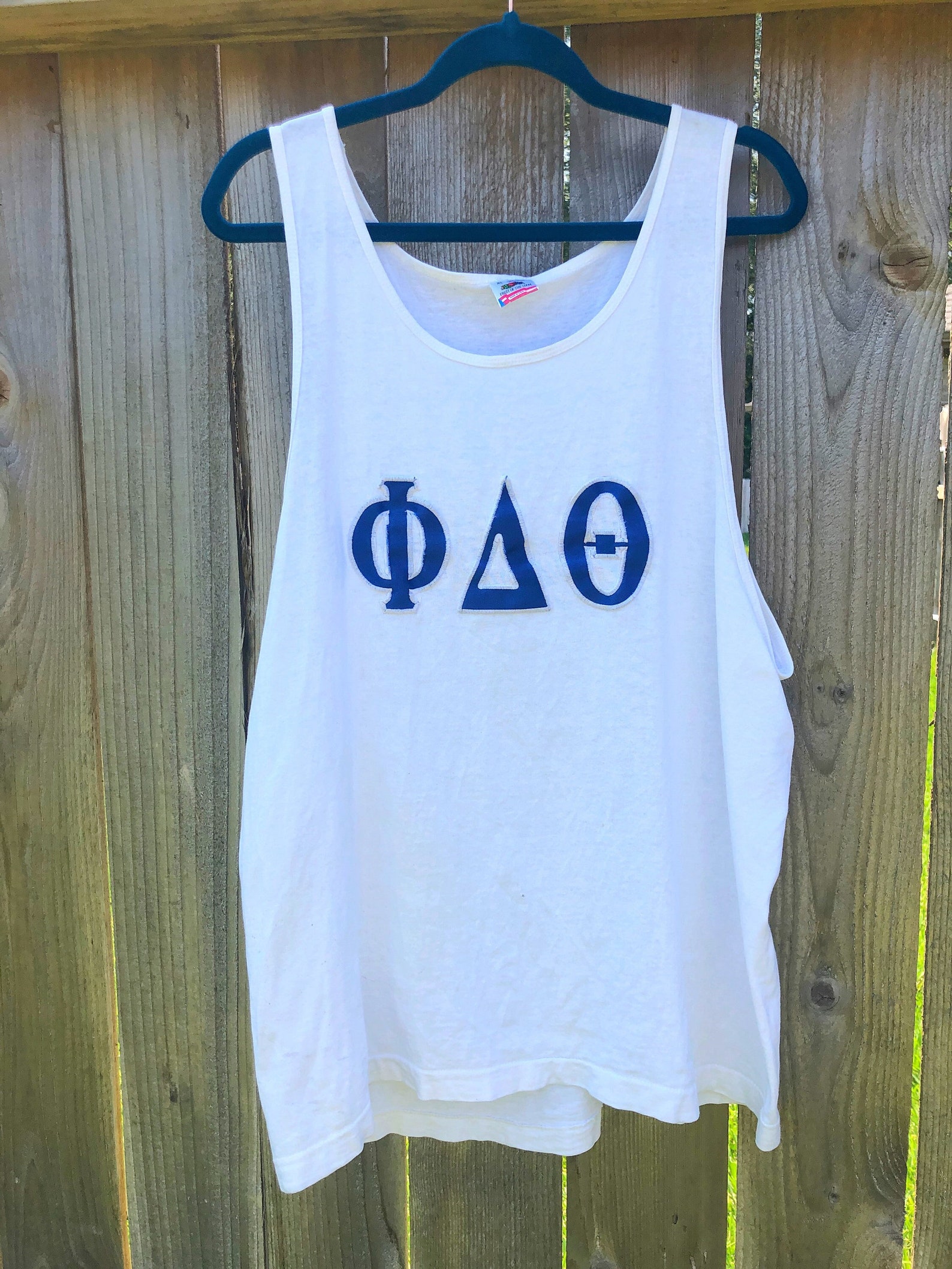 Vintage 70's 80's Fraternity Tank Top, Size XL, 100 Cotton, Phi Delta ...