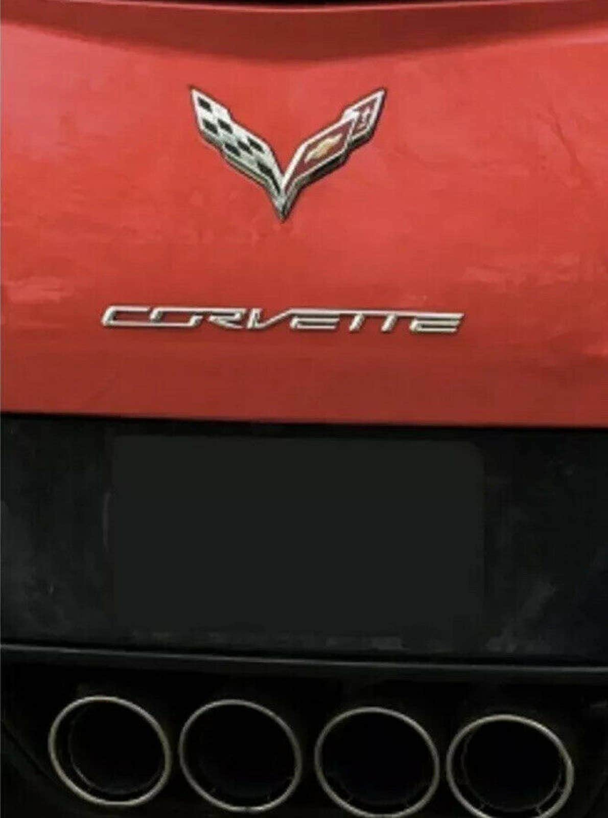 C7 Corvette Chrome Rear Trunk Bumper Emblem Badge Logo Factory ...