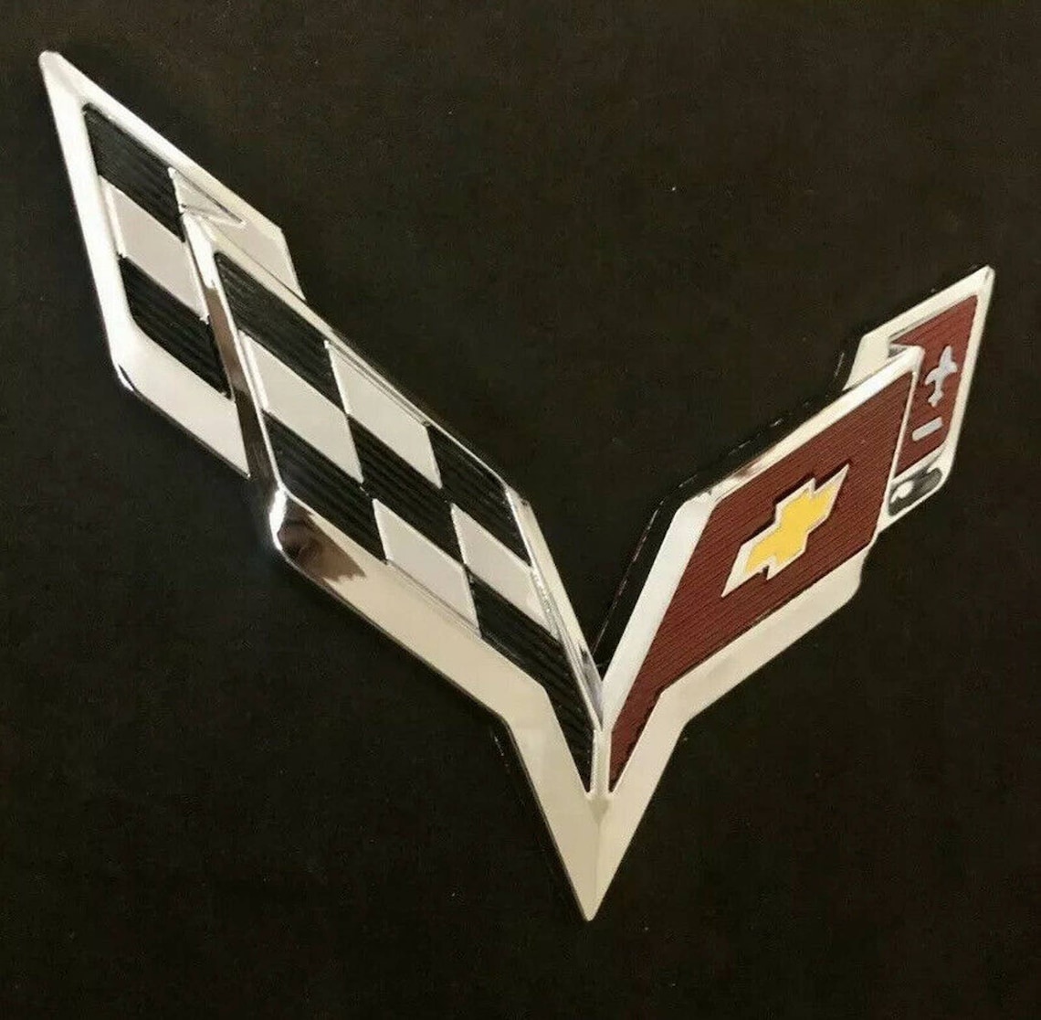 New Corvette C7 Stingray GM Front Crossed Flags Emblem Black - Etsy