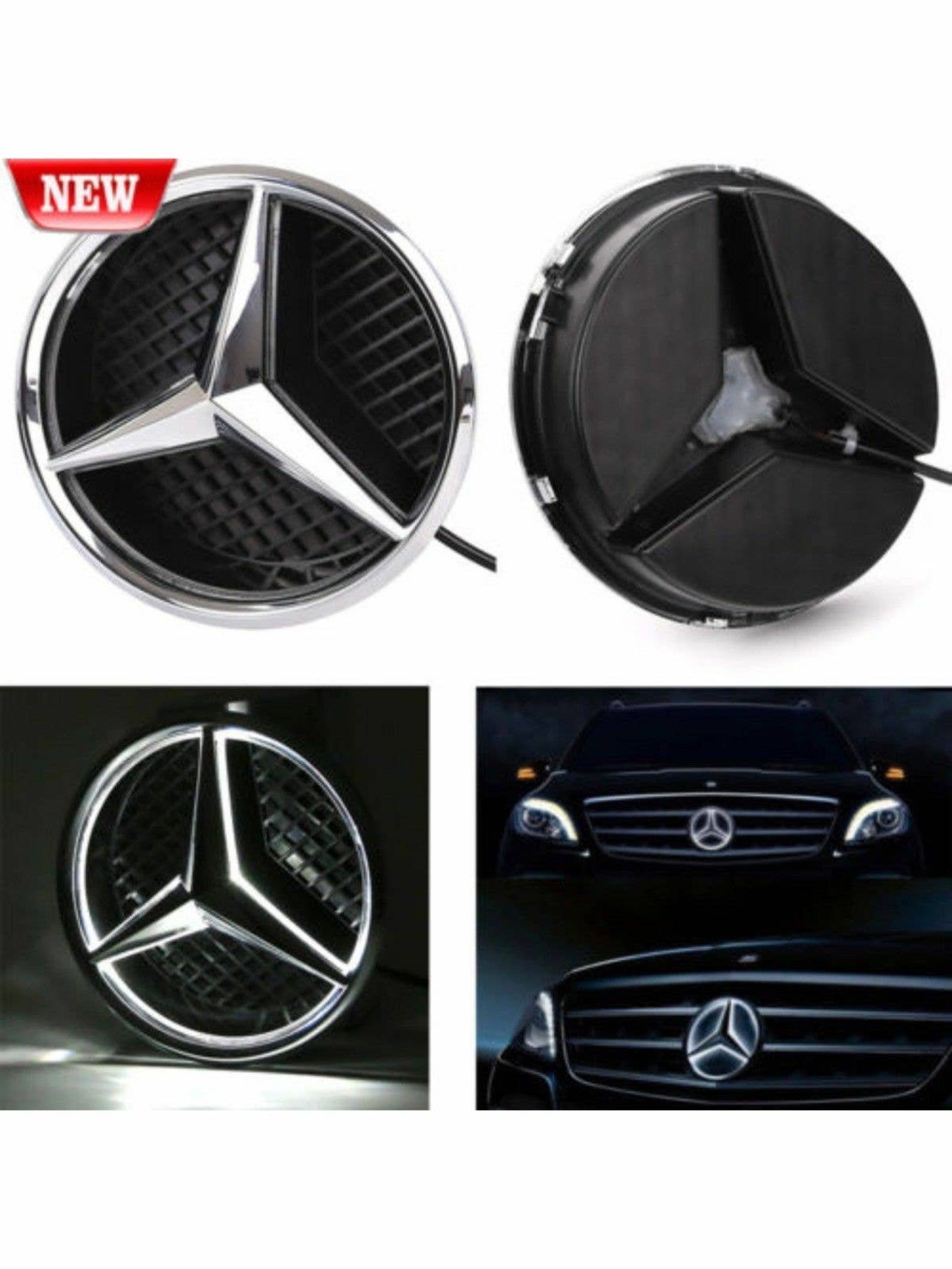 Illuminated LED Light Front Grille Star Emblems Badge Mercedes Benz ...