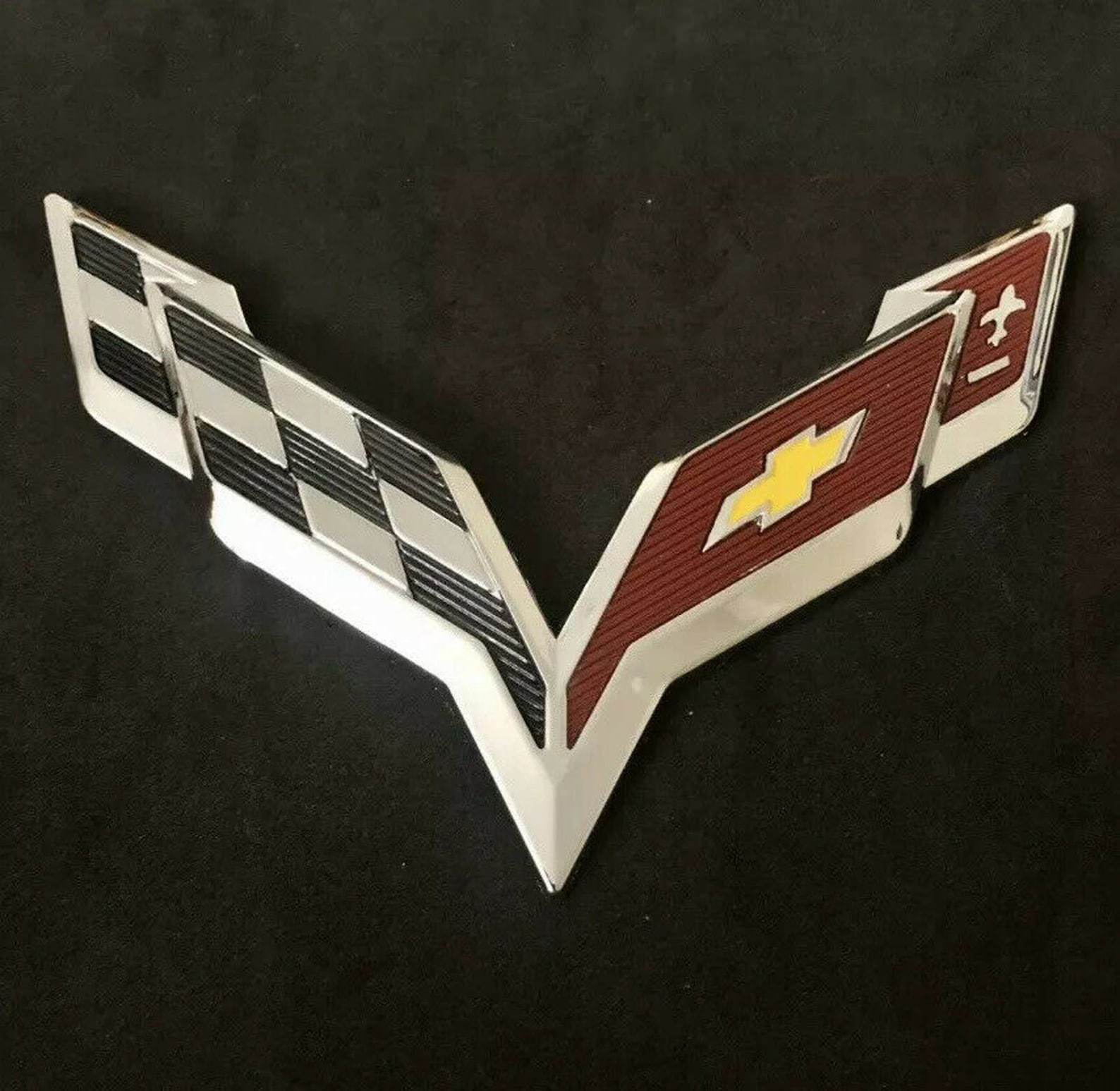 New Corvette C7 Stingray GM Front Crossed Flags Emblem Black - Etsy