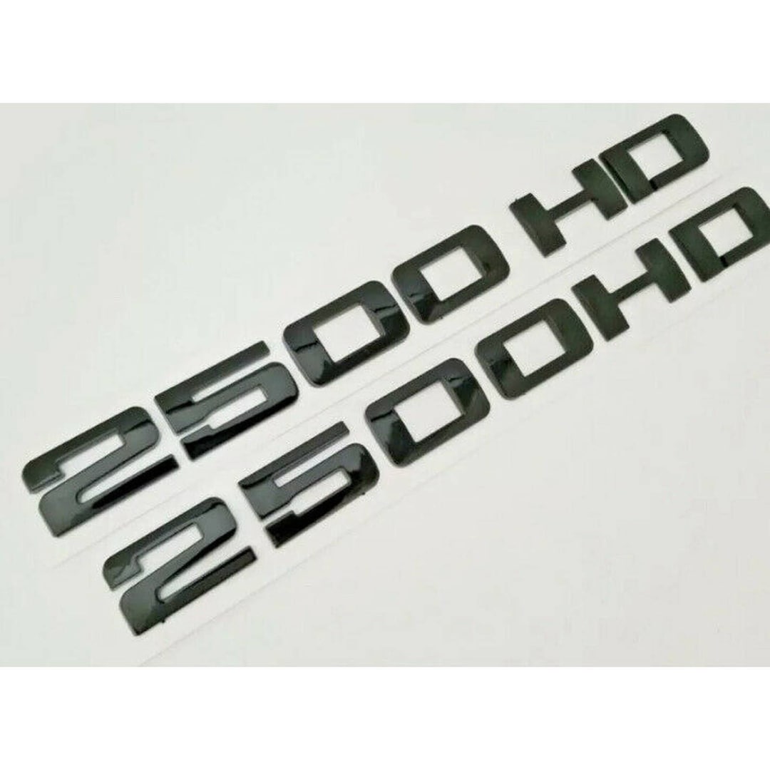 2X BLACK 2500HD Sierra Silverado Door Emblem Nameplate Badge Decal 2500 ...