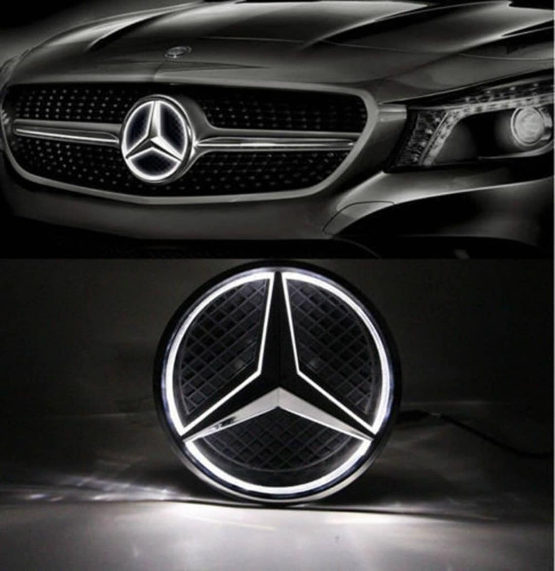 Illuminated LED Light Front Grille Star Emblems Badge Mercedes Benz ...