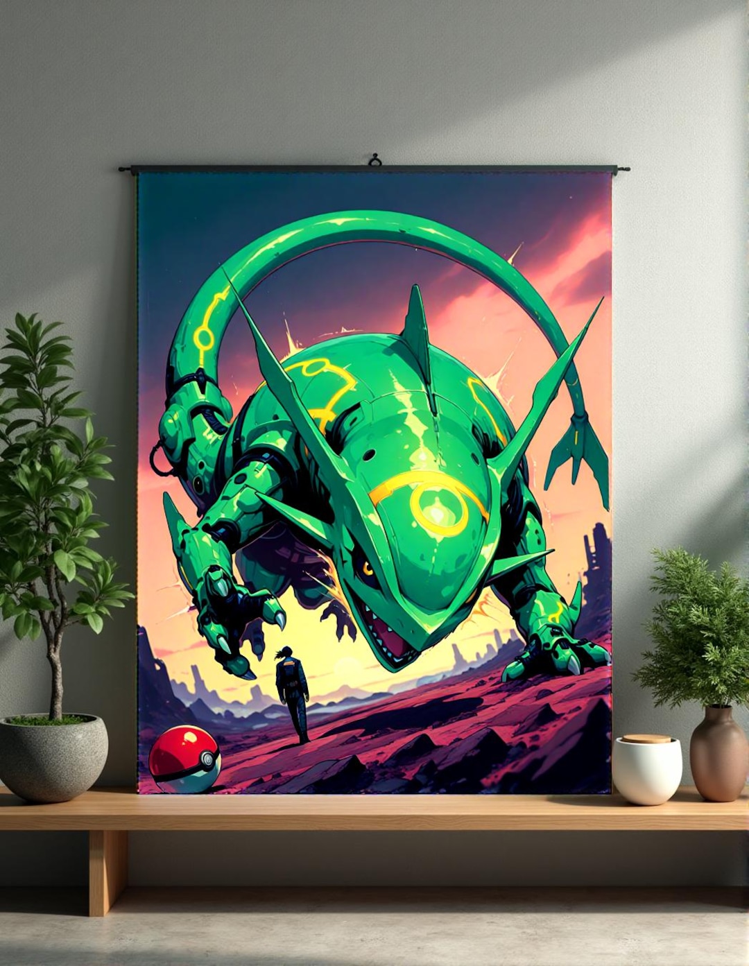 Mecha Rayquaza Pokemon Poster | Cyberpunk-inspired Wall Art | Pokémon ...