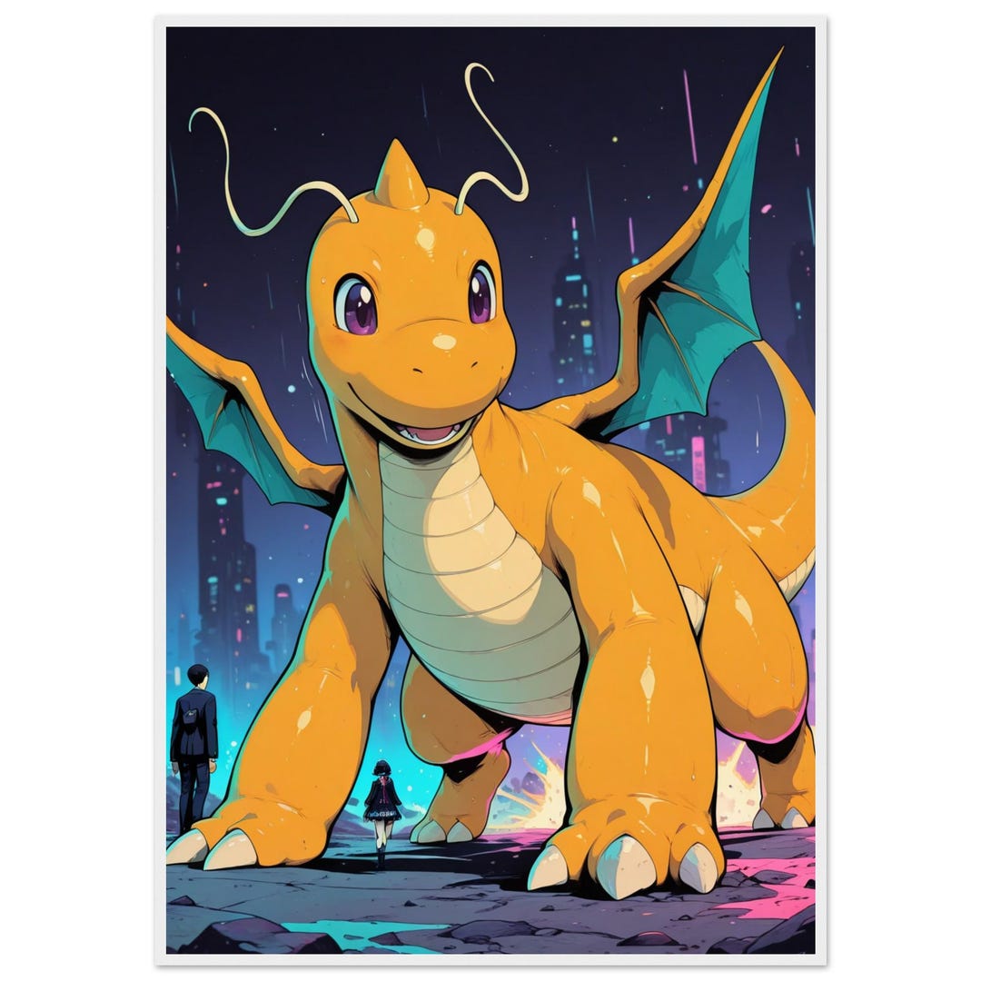 Dragonite Pokemon Poster | Futuristic Cyberpunk-inspired Wall Art ...