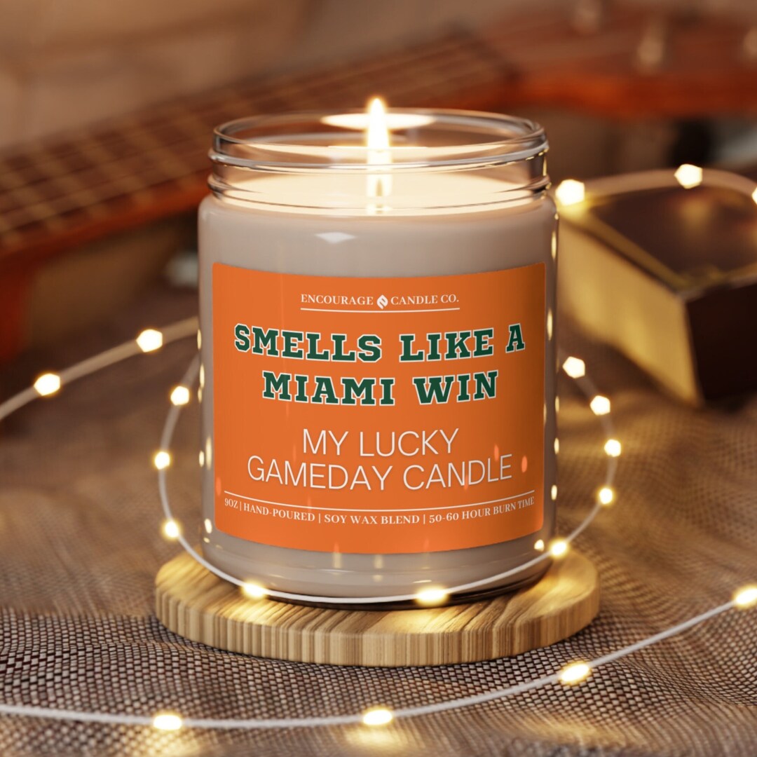 Smells Like A Miami Win, My Lucky Gameday Candle, College Sports Candle ...