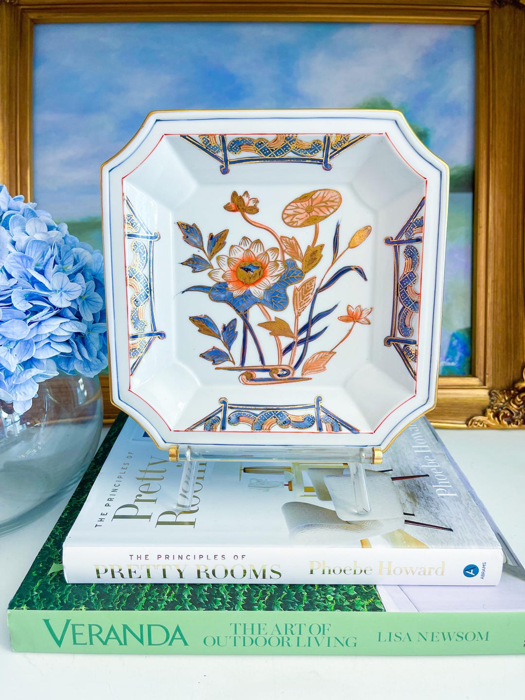 Vintage 8 Andrea by Sadek Gold, Blue, and Orange Floral Square ...